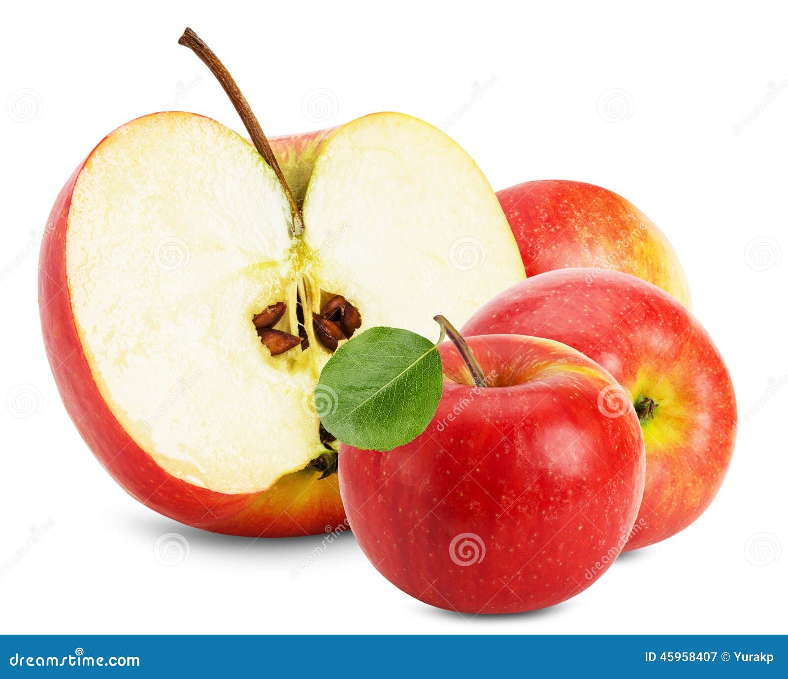 Rode Appelen Met De Helft Van Appel Op De Witte Achtergrond Stock ...