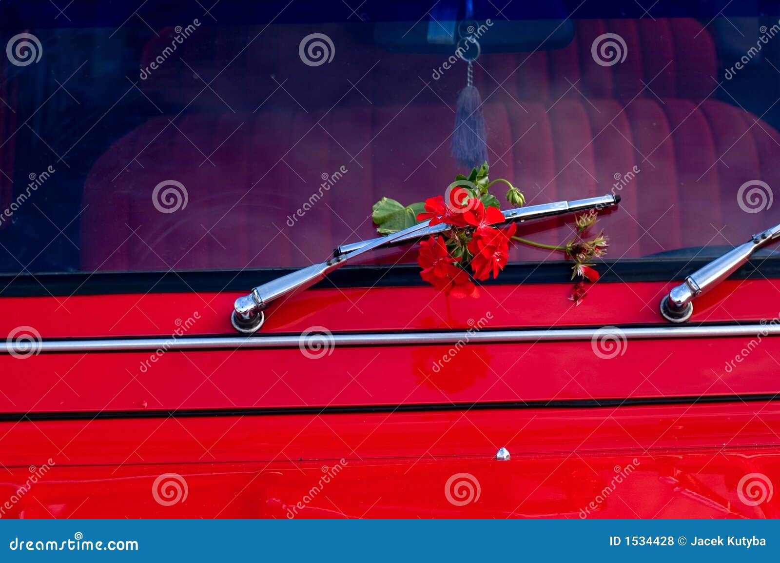 Rode auto stock foto. Image of bloem, wisser, auto, specifiek - 1534428