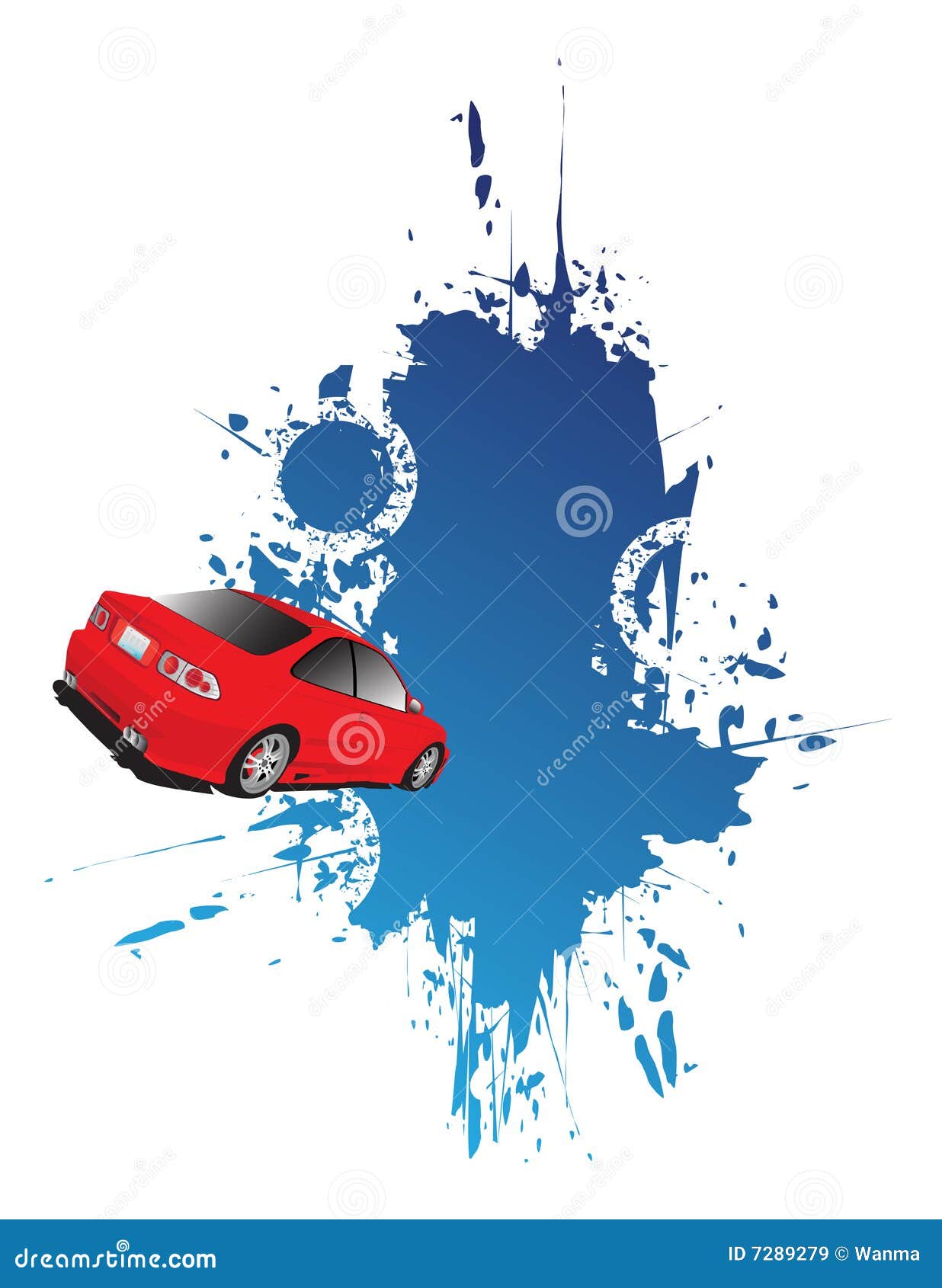 Rode auto vector illustratie. Illustration of illustratie - 7289279