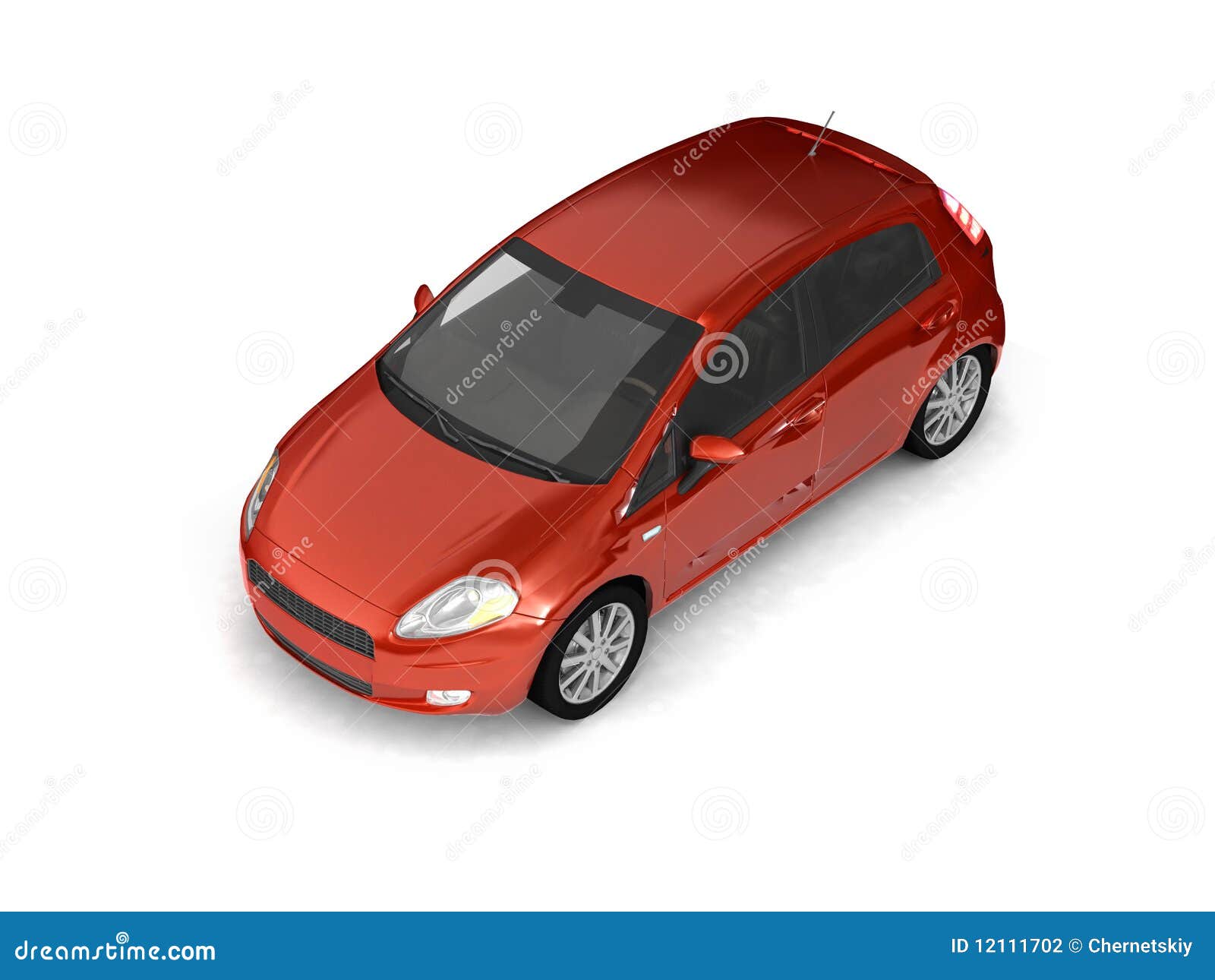 Rode De Auto Hoogste Mening Van De Vijfdeursauto Stock Illustratie ...