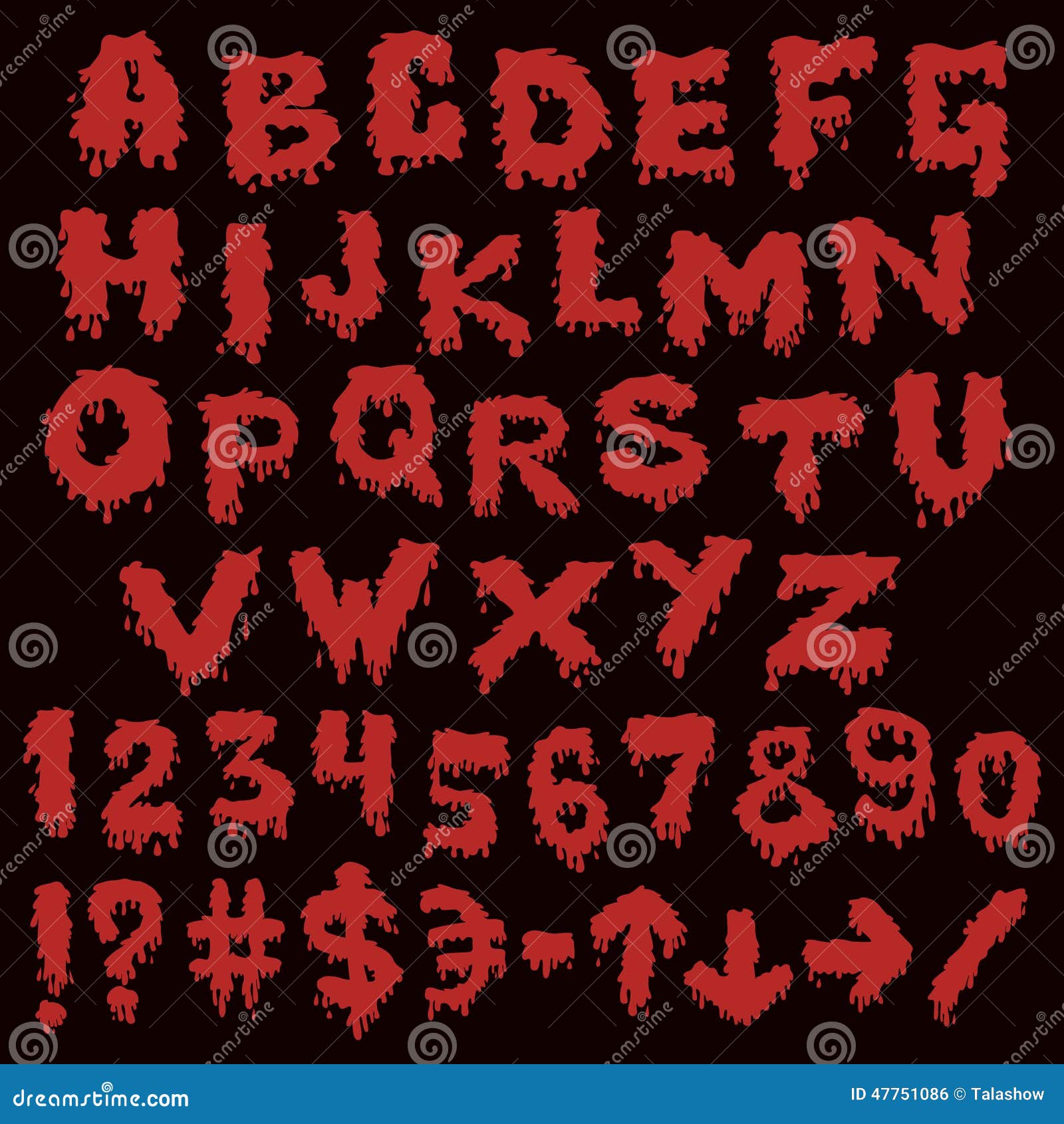 Rode Doopvontsmudges Alfabet Het Bespatten Vector Illustratie ...