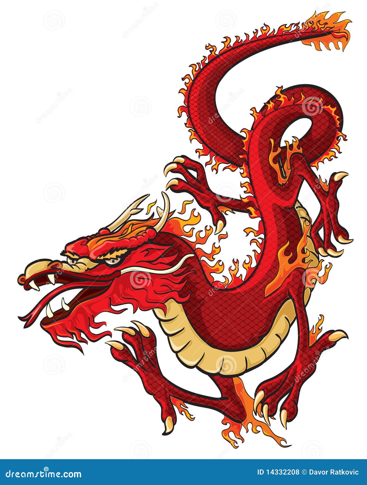 Rode Draak vector illustratie. Illustration of hoofd - 14332208