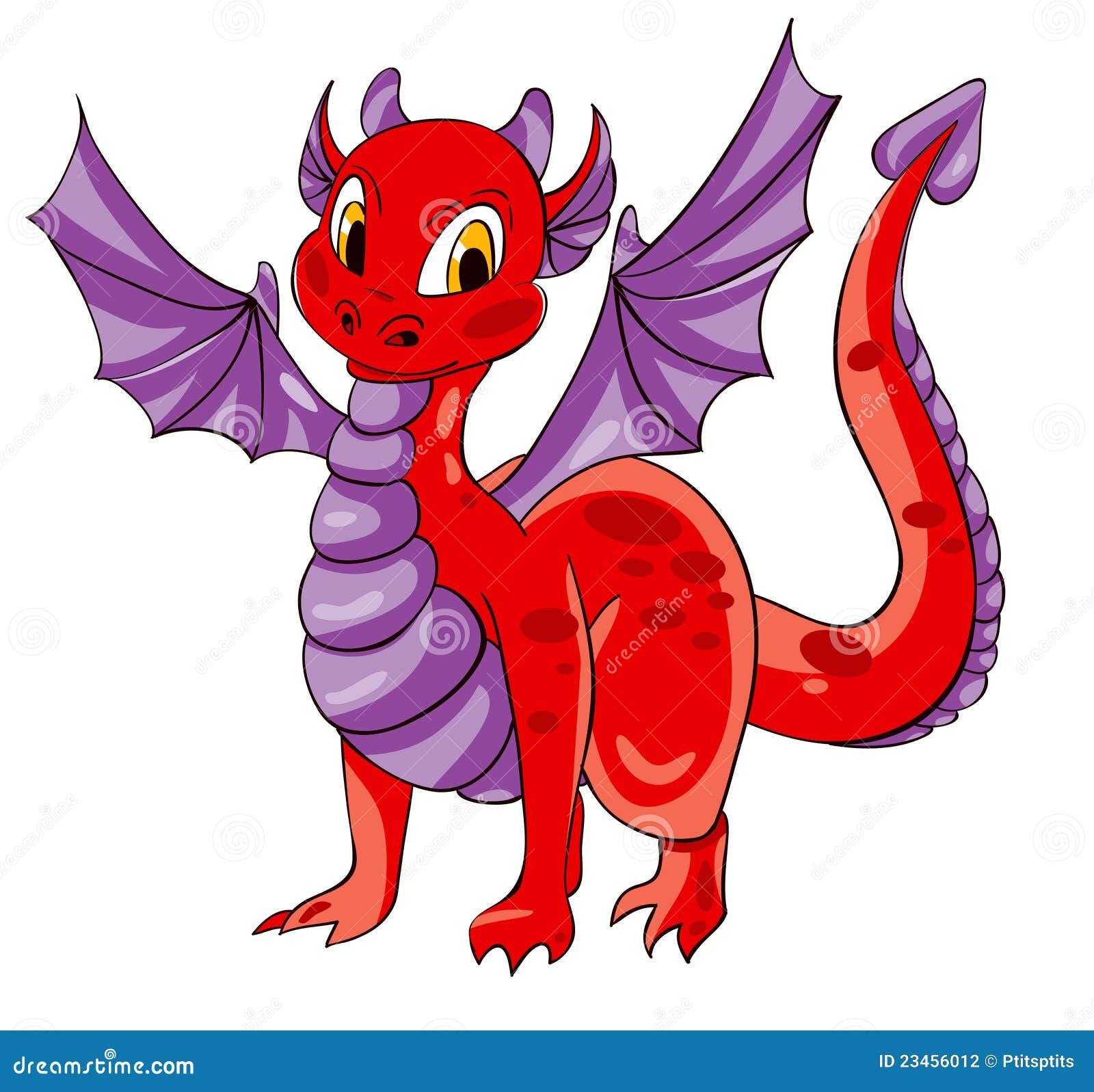 Rode Draak Met Purpere Vleugels Vector Illustratie - Illustration of ...