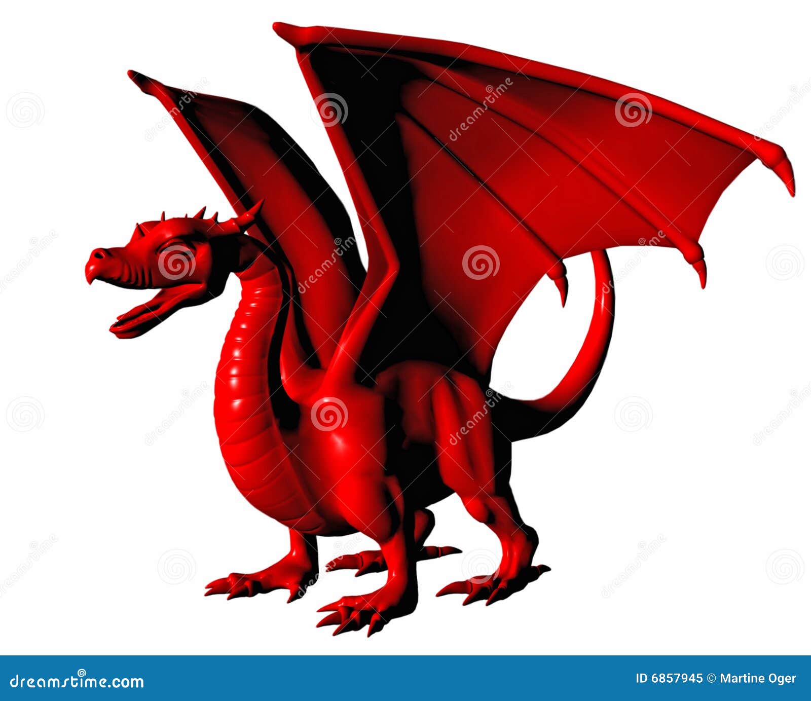 Rode draak op wit. stock illustratie. Illustration of plastiek - 6857945