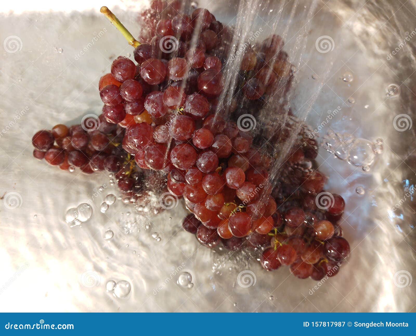 Rode Druiven Wassen Met Stromend Water Stock Afbeelding - Image of ...