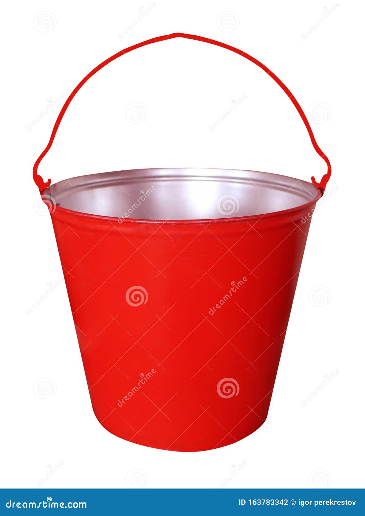 Rode Emmer Geïsoleerd Op Witte Achtergrond, Watercontainer Stock Foto ...