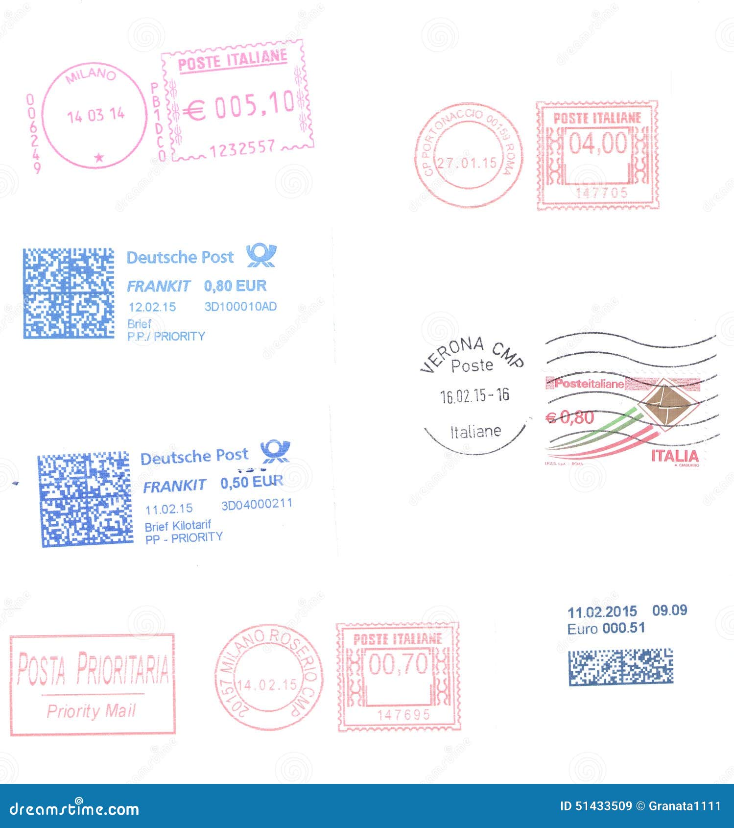 Rode En Blauwe Europese Poststempels Stock Afbeelding - Image of etiket ...