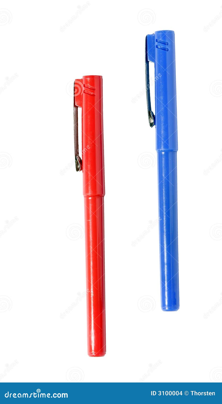 Rode en Blauwe Pen stock foto. Image of rood, tekening - 3100004