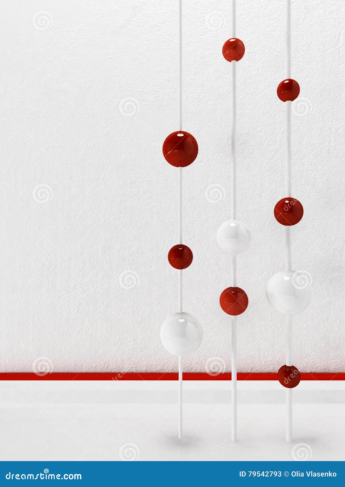 Rode En Witte Ballen in De Ruimte, Abstrack 3d Samenstelling, Stock ...