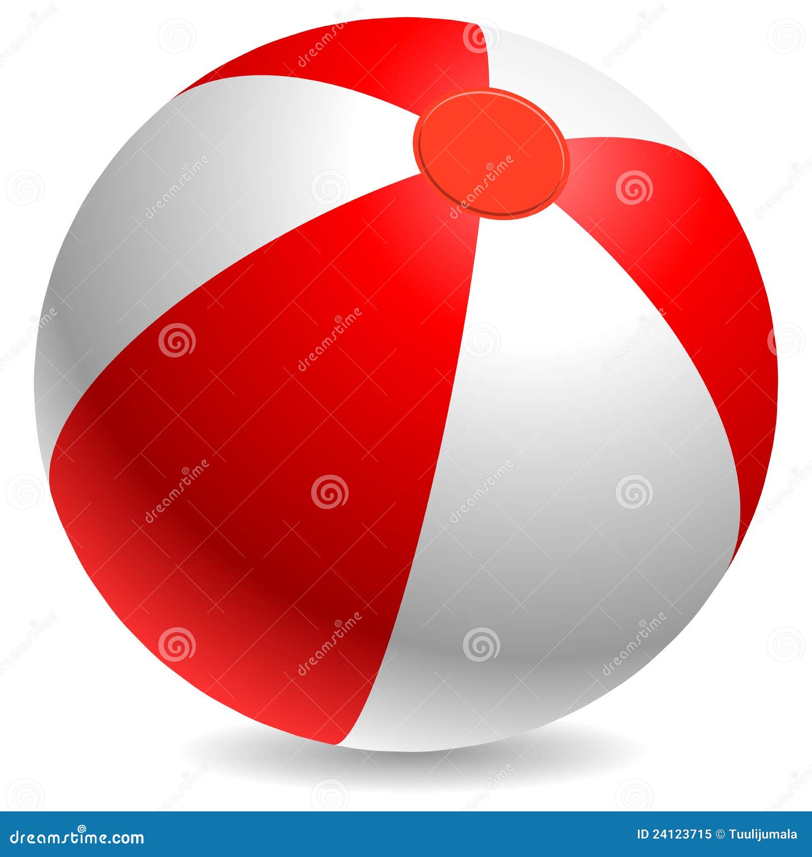 Rode en witte strandbal vector illustratie. Illustration of lucht ...