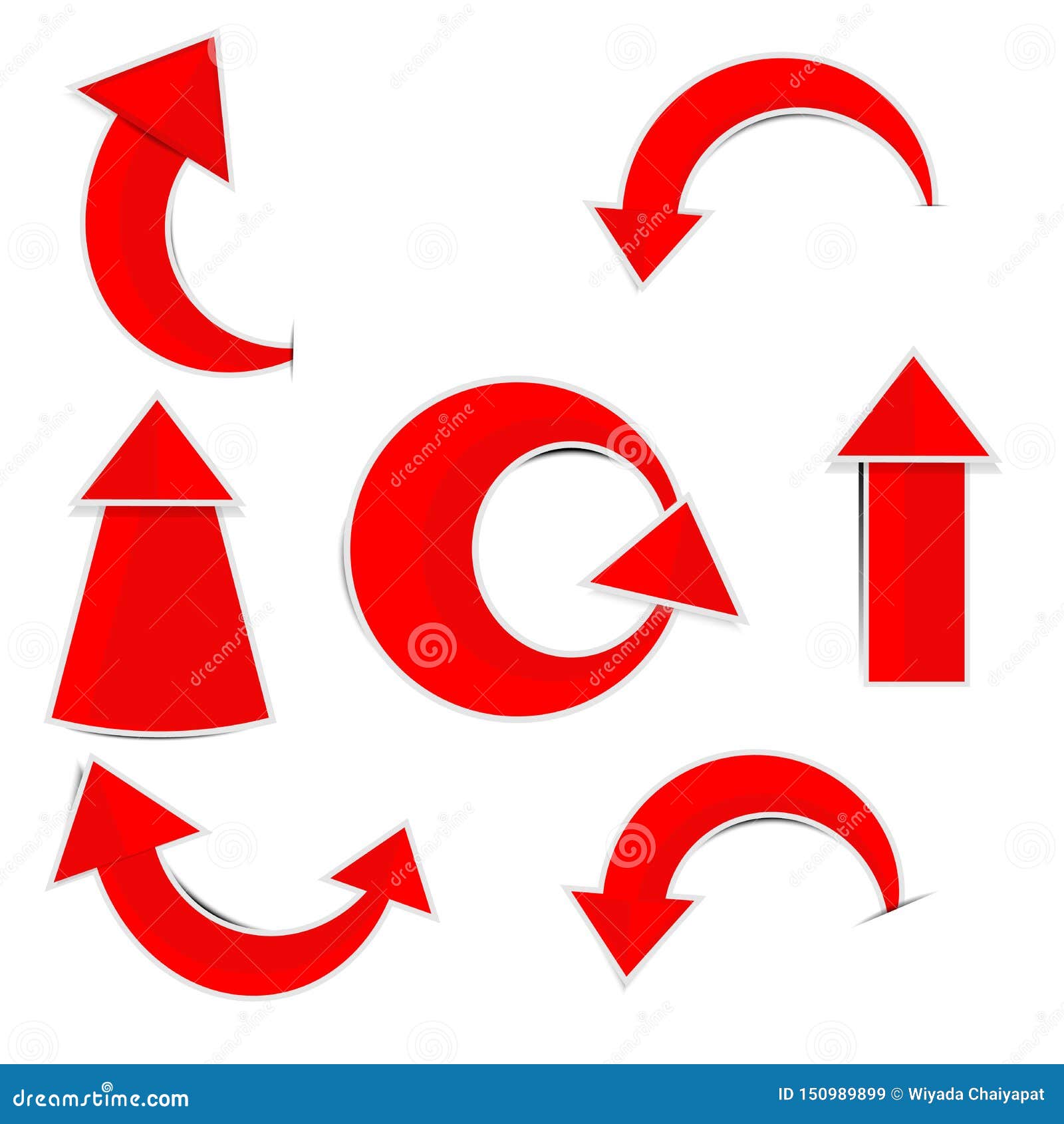 Rode Gebogen Pijl Met Schaduw Vector Illustratie - Illustration of ...