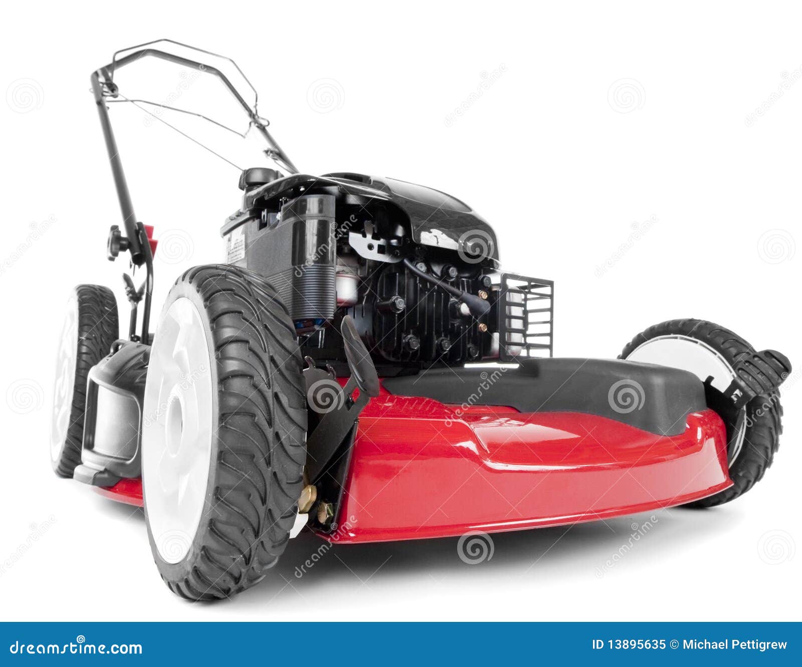 Rode grasmaaimachine stock afbeelding. Image of rood - 13895635