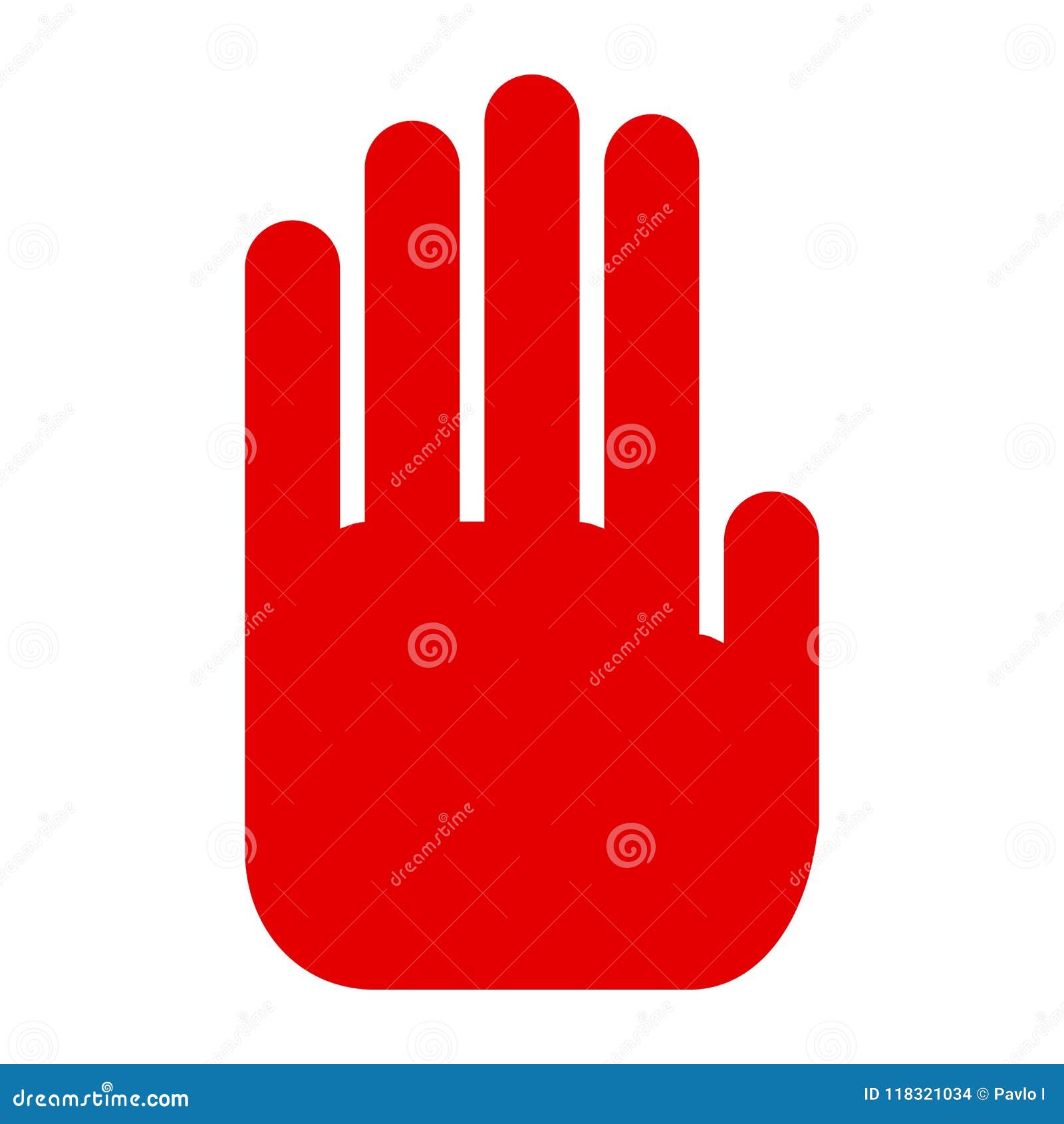 Rode Hand, Het Pictogram Van Het Eindeteken - Vector Vector Illustratie ...