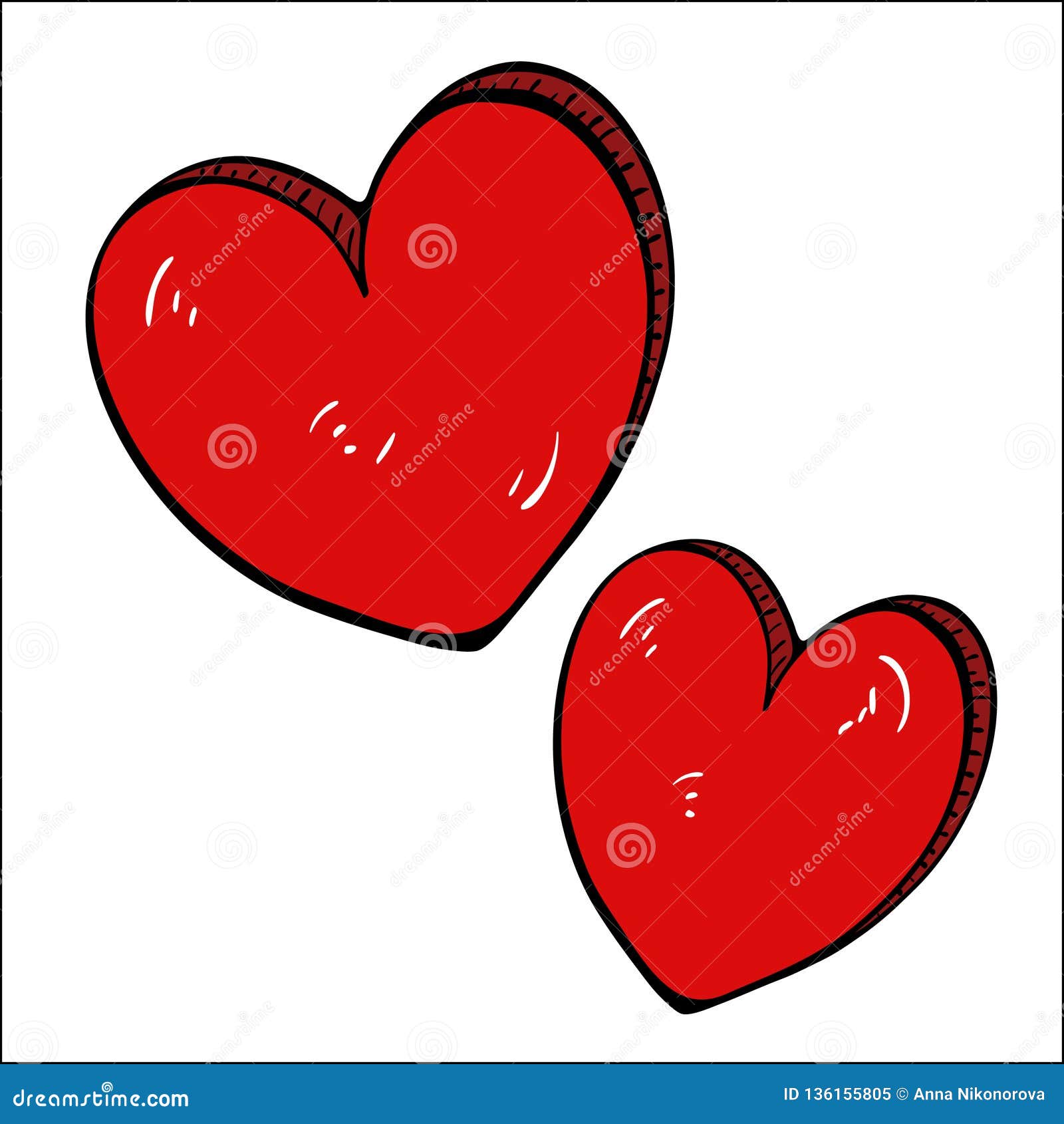 Rode Hart Vrije Tekening-beeldverhaal Vector Vector Illustratie ...