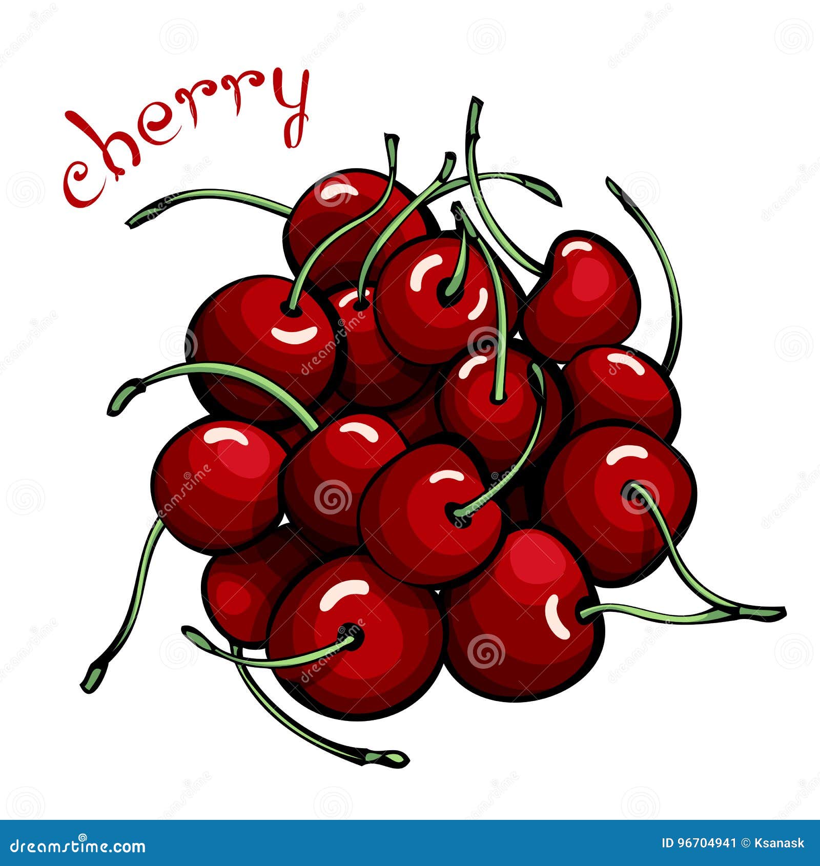 Rode kersen vector illustratie. Illustration of landbouwbedrijf - 96704941