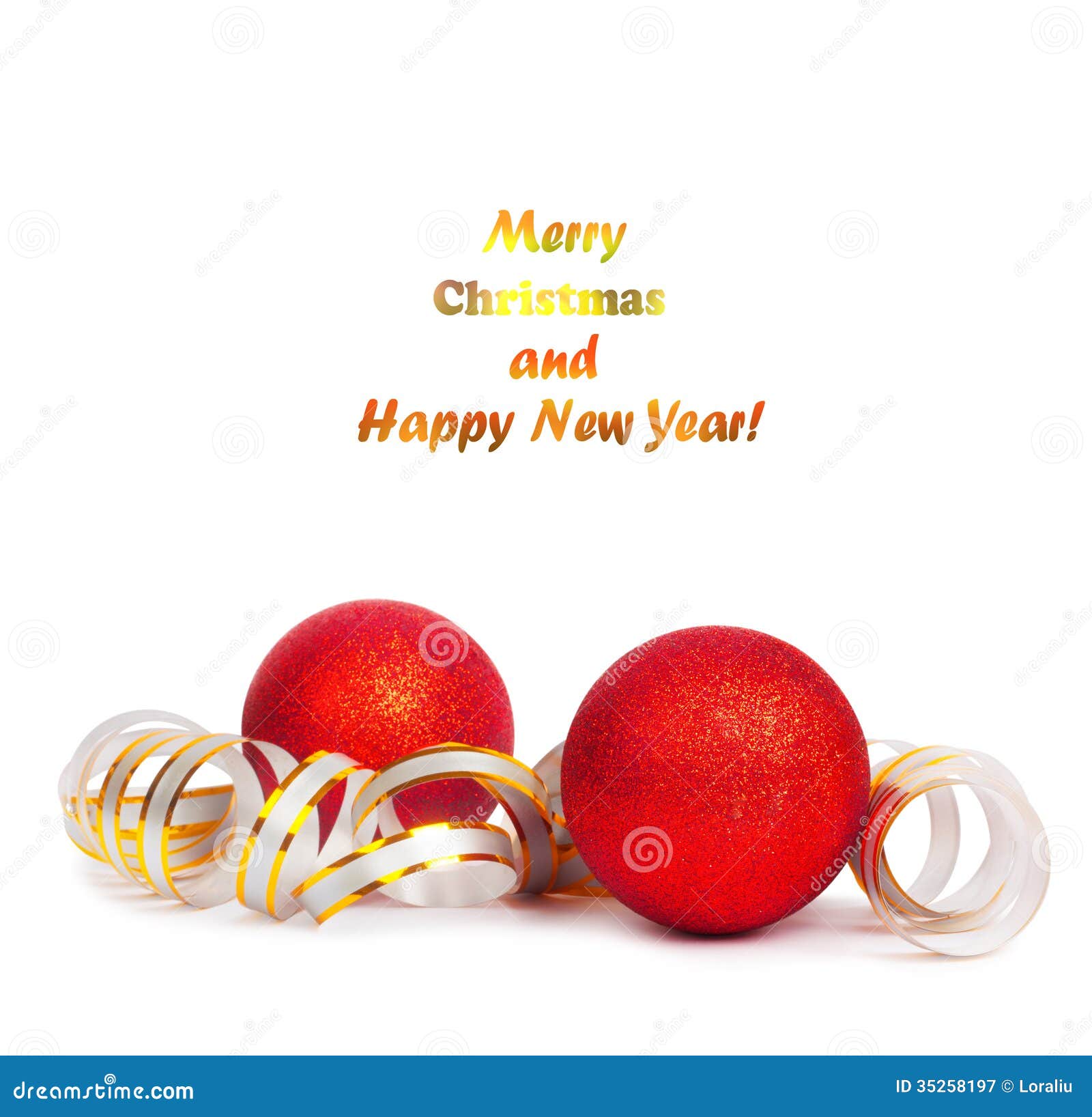 Rode Kerstmisballen Met Gouden Wimpel Stock Afbeelding - Image of ...