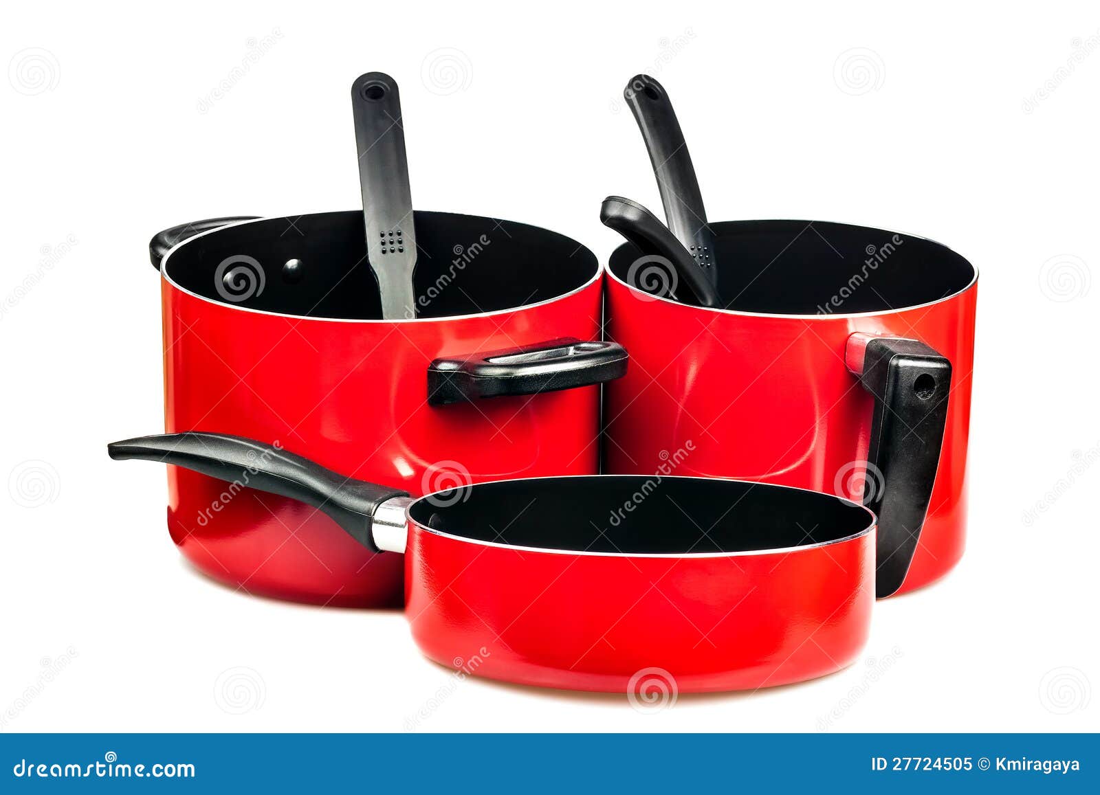 Rode Kokende Pannen En Potten Stock Afbeelding - Image of keuken ...