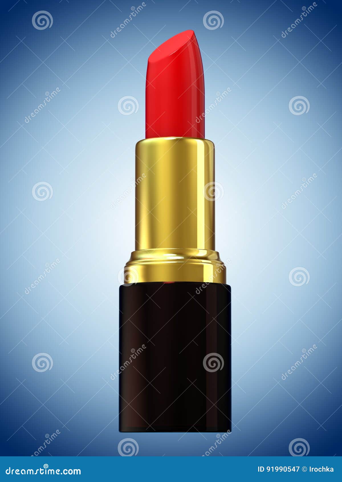 Rode Lippenstift Op Blauwe Achtergrond Stock Illustratie - Illustration ...