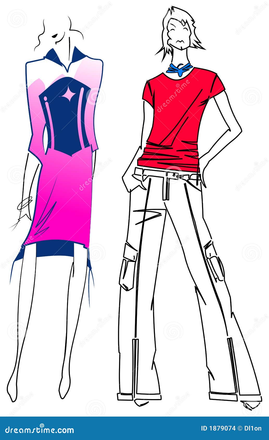 Rode Man Van De Vrouw Van De Manier De Purpere. Vector Illustratie ...