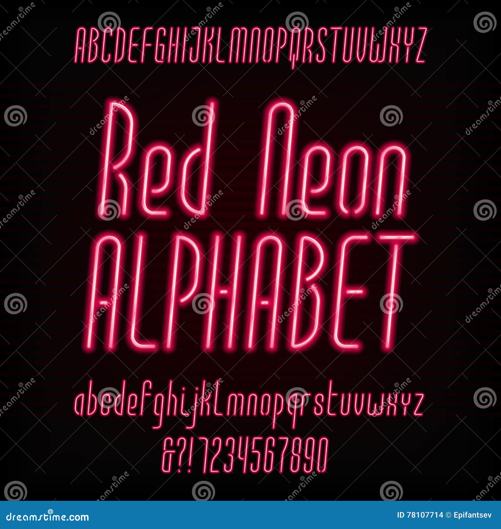 Rode Neonlettersoort Modern Schuin Alfabet Vector Illustratie ...