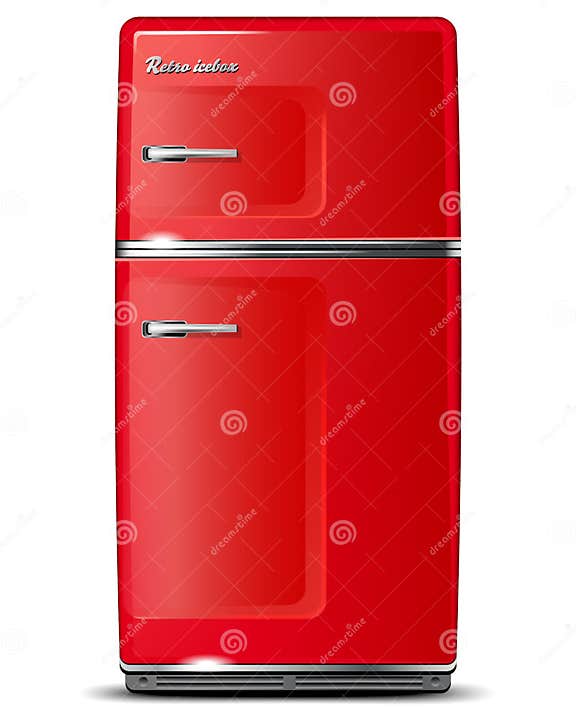 Rode retro ijskast vector illustratie. Illustration of toestel - 23743240