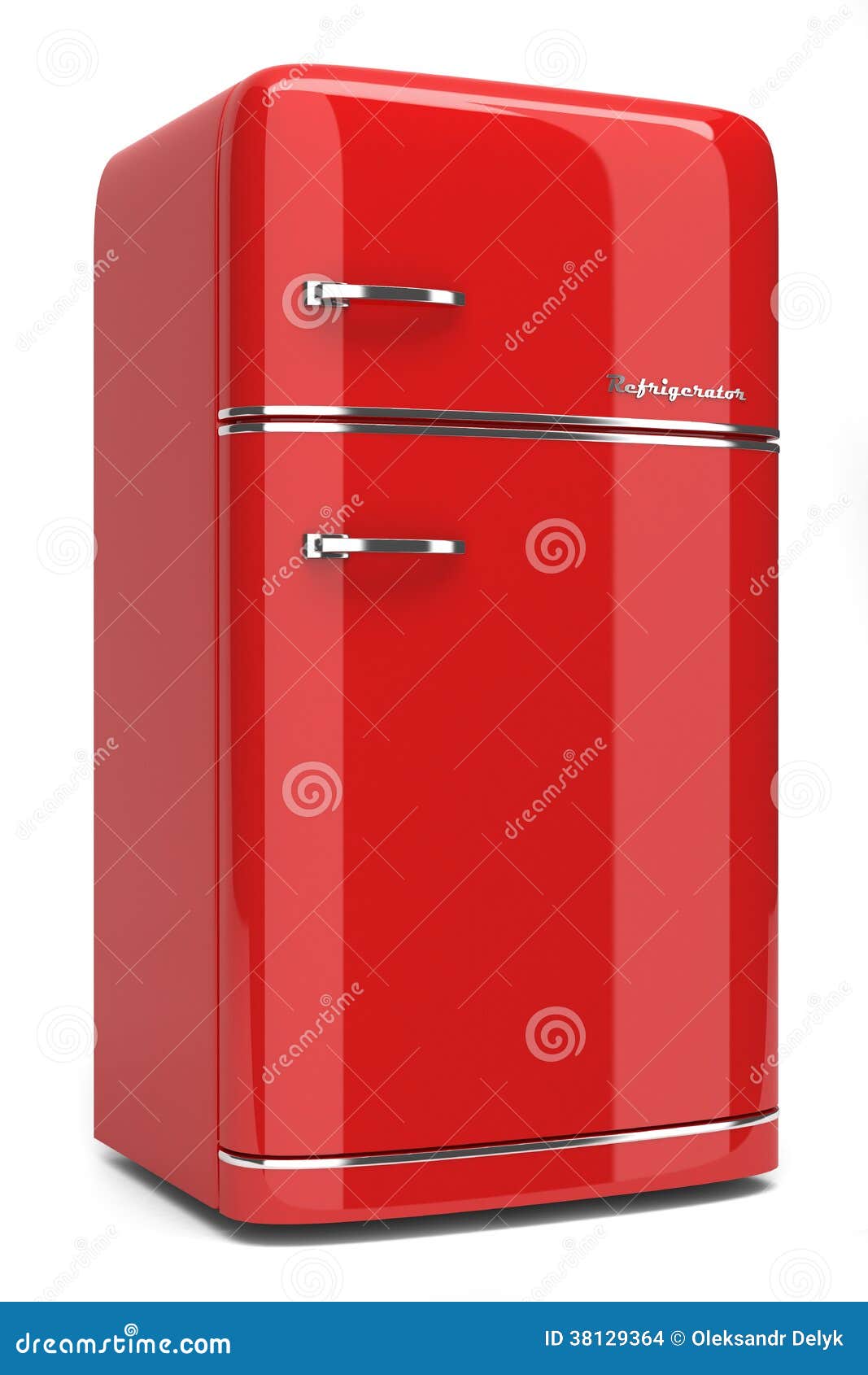Rode retro ijskast stock illustratie. Illustration of gesloten - 38129364