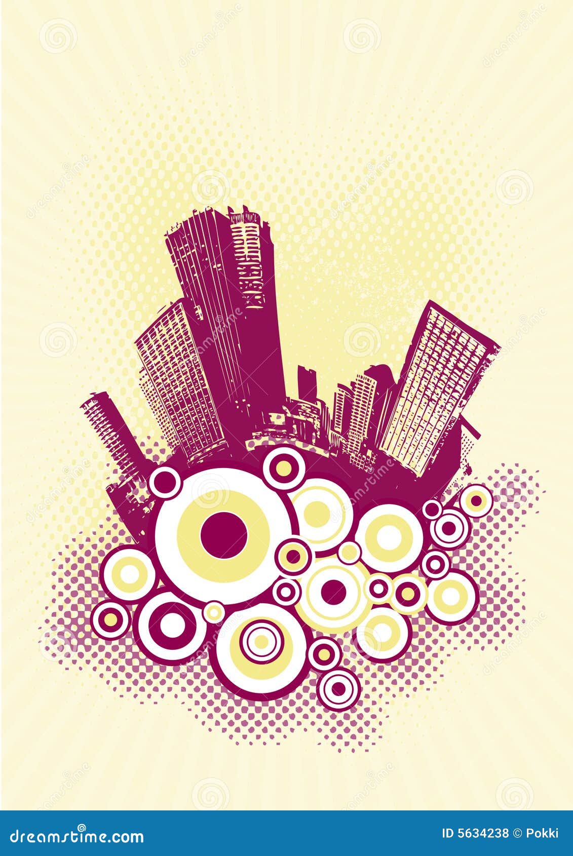 Rode Stad Met Cirkels. Vector Vector Illustratie - Illustration of ...