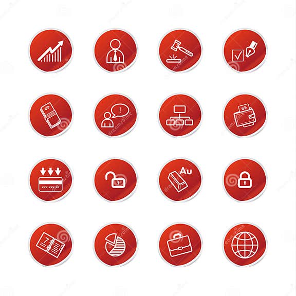Rode Sticker Bedrijfspictogrammen Vector Illustratie - Illustration of ...