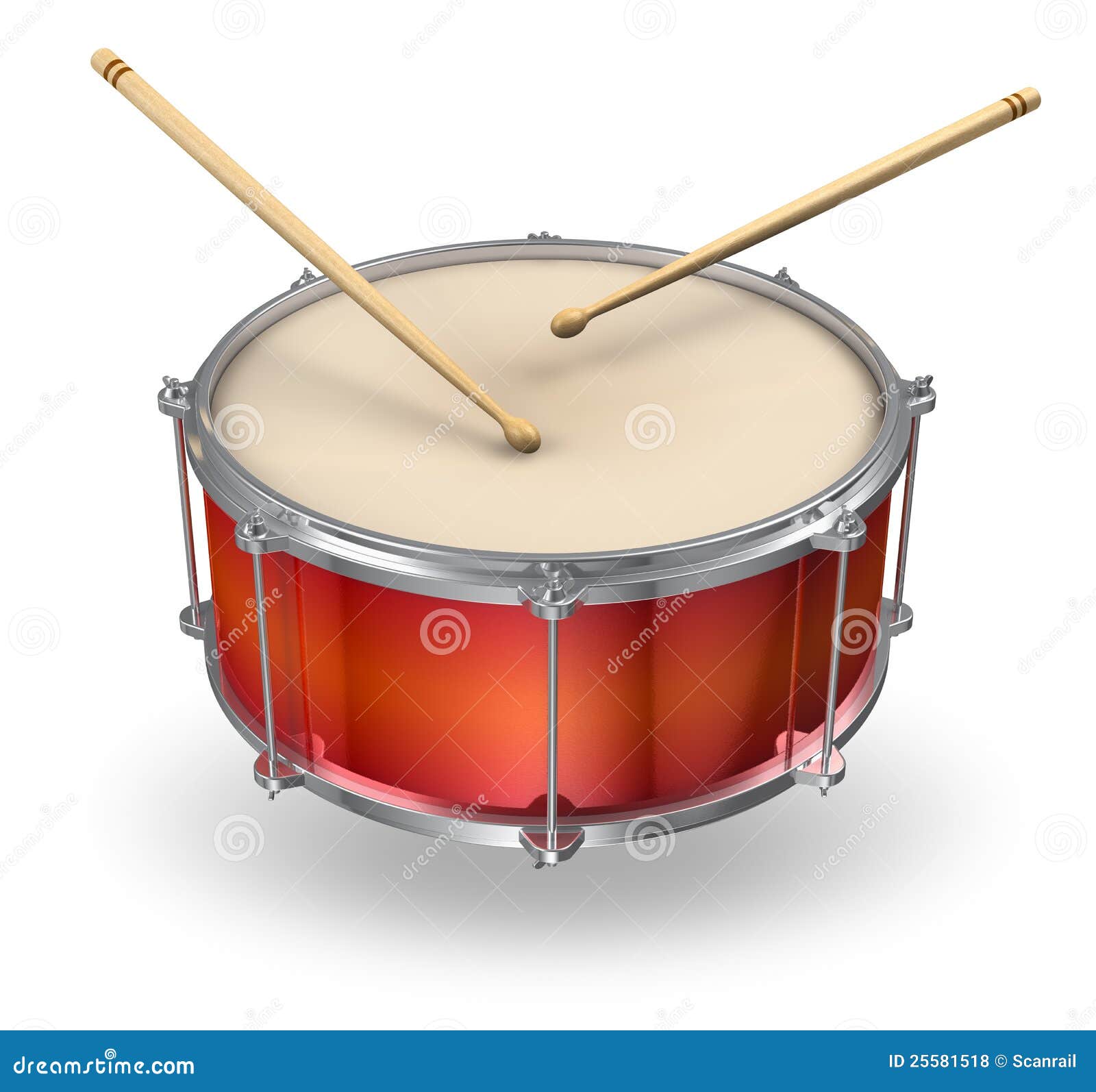 Rode Trommel Met Trommelstokken Stock Illustratie - Illustratie: 25581518