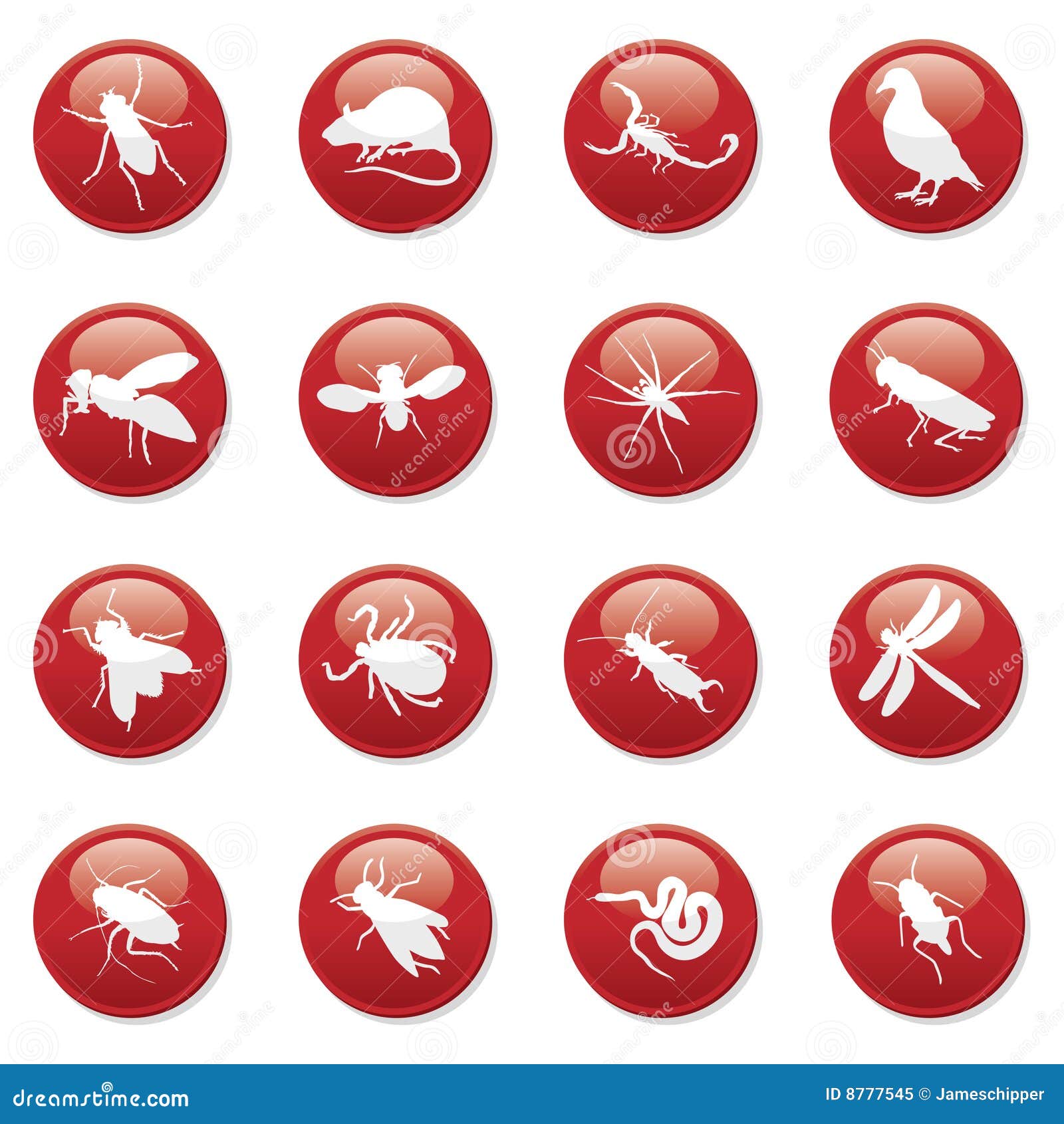Rodent and pest buttons stock vector. Illustration of beetle - 8777545