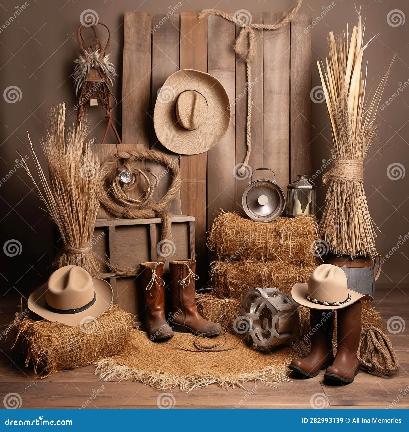 Rodeo Country Backdrop, with Cowboy Hats, Wood Floor and Specific ...