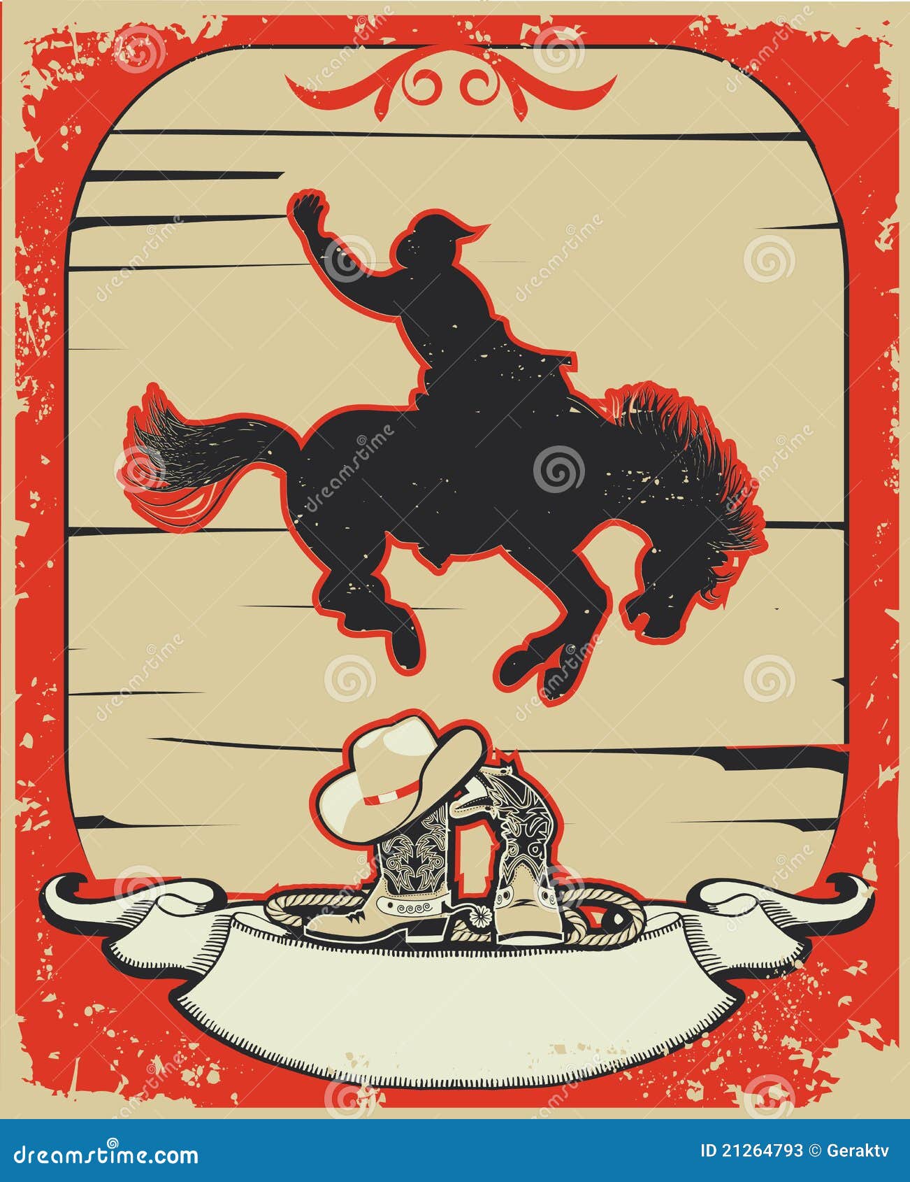 Rodeo Cowboy Riding Bucking Bronco Cartoon Vector Illustration ...