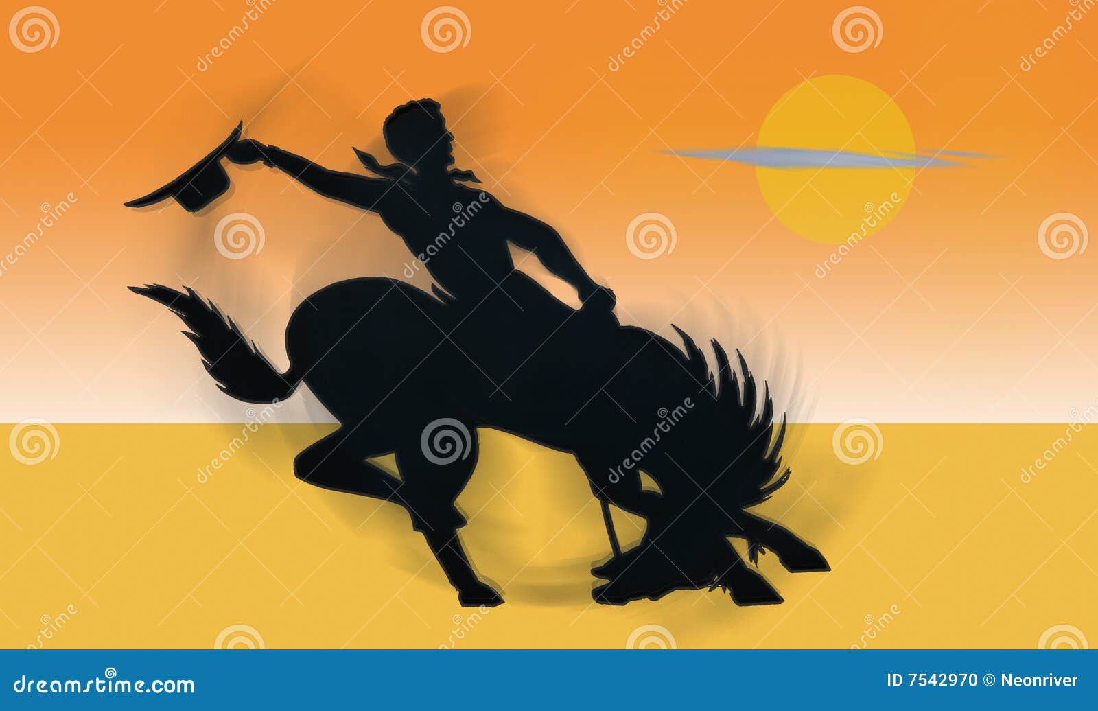 Rodeo Cowboy Riding A Bucking Bronco Continuous Line Drawing Cartoon ...