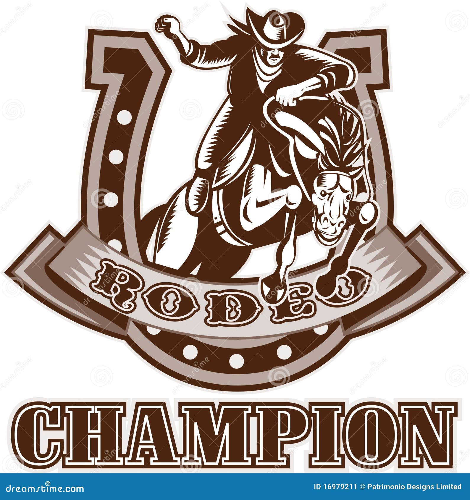 Rodeo Cowboy Riding A Bucking Bronco Continuous Line Drawing Cartoon ...