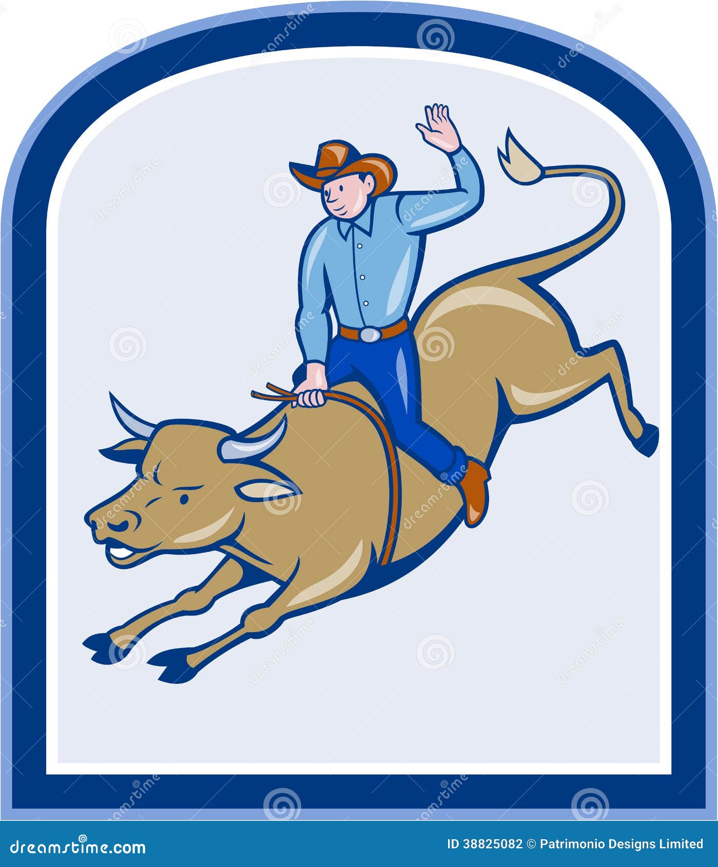 Rodeo-Cowboy Bull Riding Cartoon Stock Abbildung - Illustration von ...
