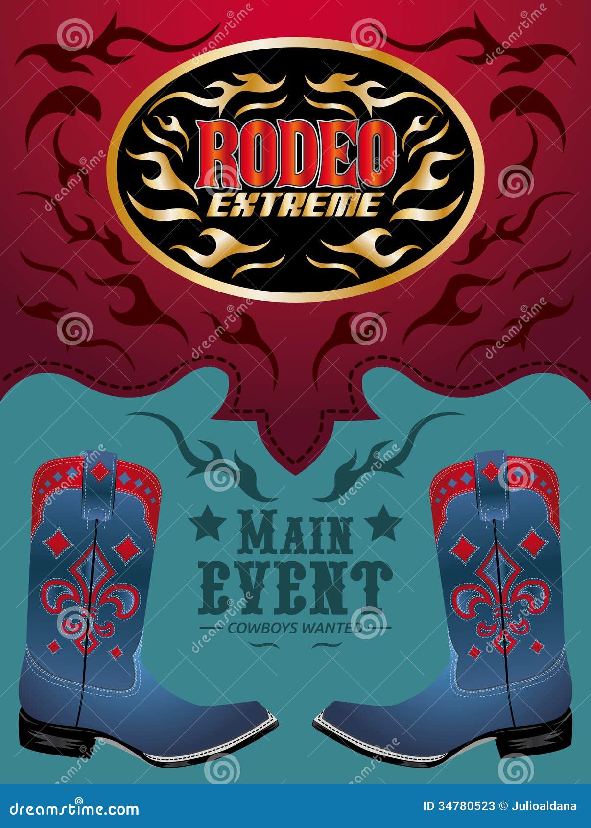 Rodeo - Cowboy Event Poster Stock Vector - Illustration of authentic ...