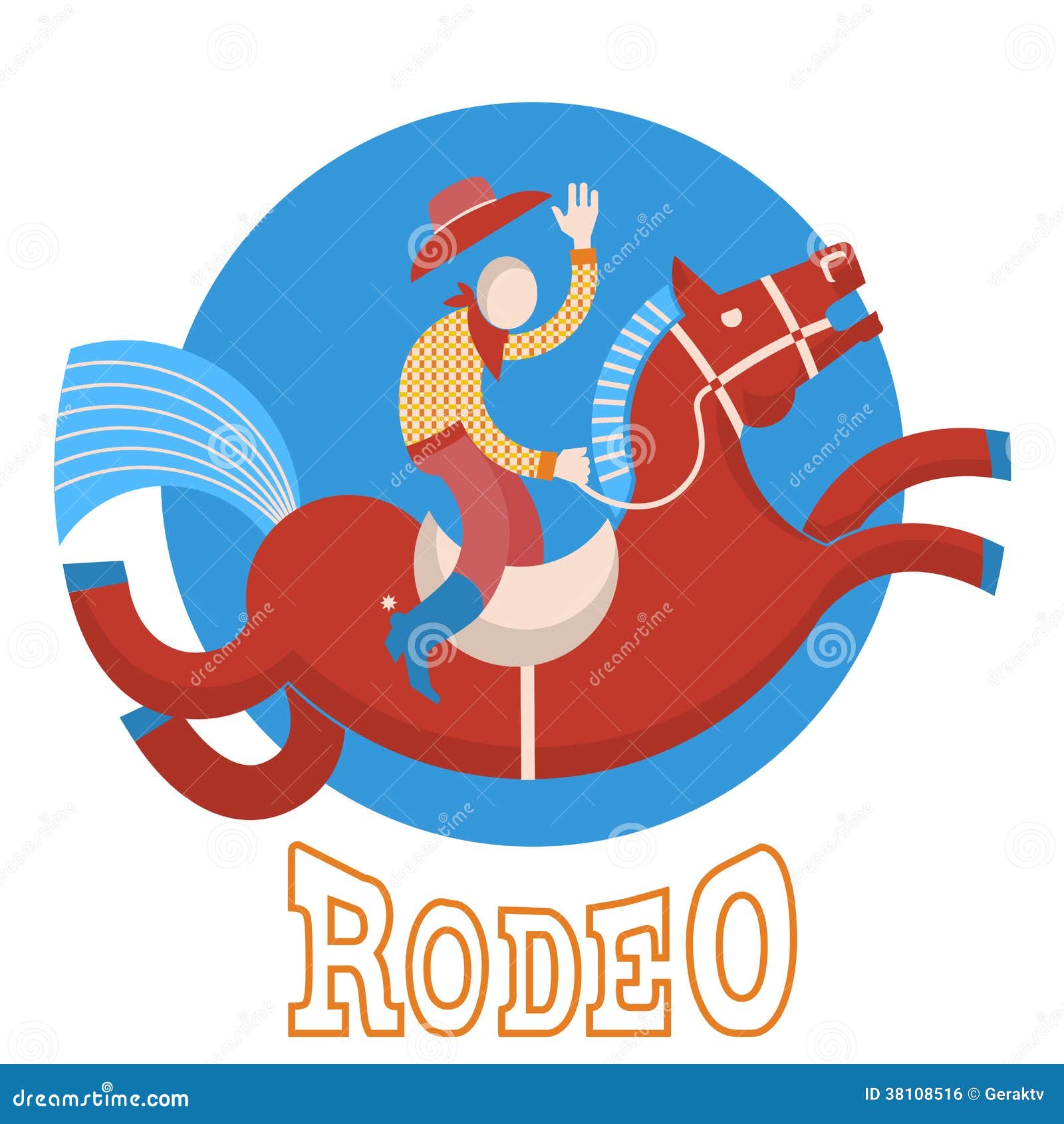 Rodeo.Cowboy on horse stock vector. Illustration of vintage - 38108516