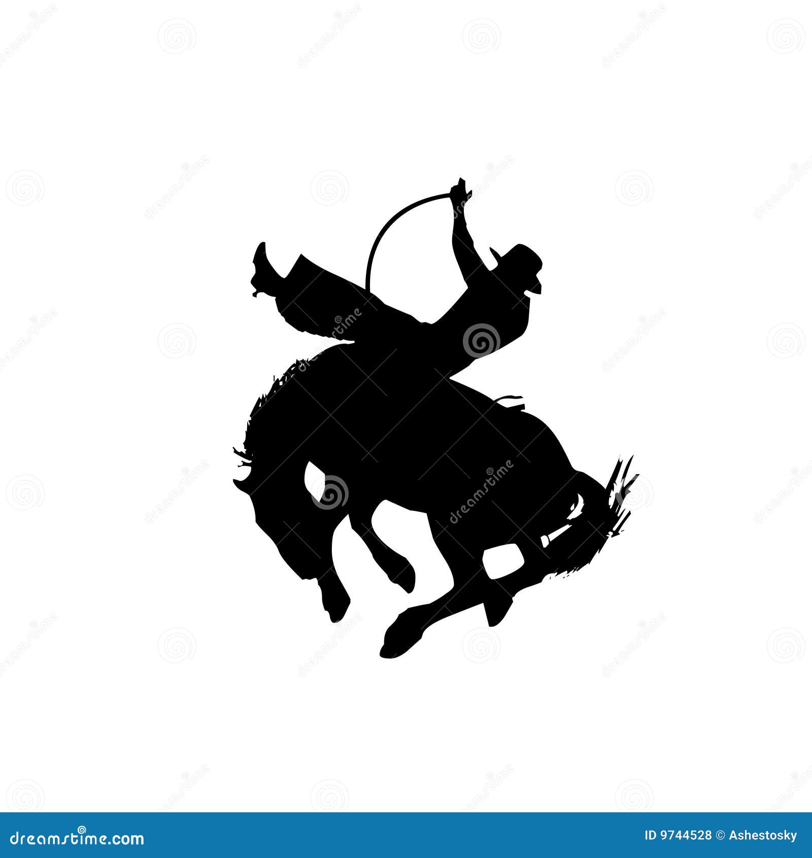 Rodeo cowboy on horse stock vector. Illustration of crazy - 9744528
