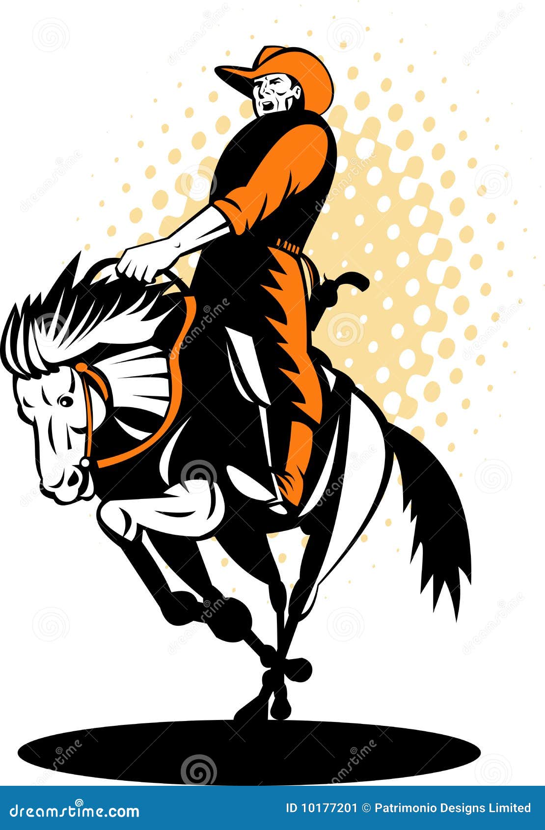 Rodeo Cowboy Riding Bucking Bronco Cartoon Vector | CartoonDealer.com ...