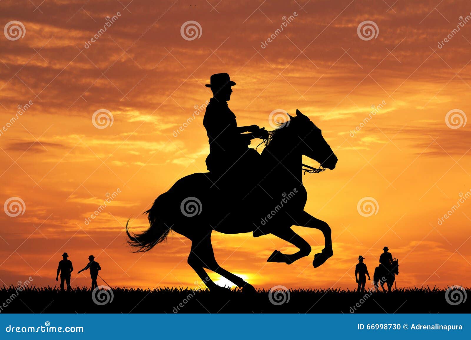 Rodeo Cowboy Silhouette at Sunset Stock Illustration - Illustration of ...