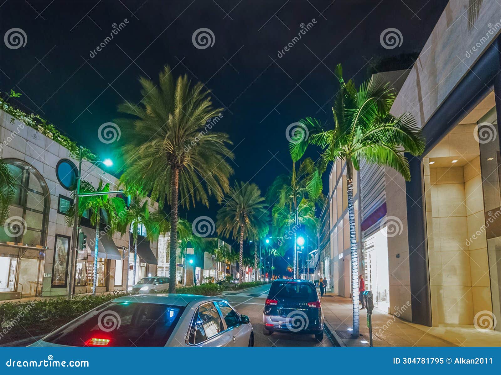Rodeo Drive in Beverly Hills by Night Stock Image - Image of night ...