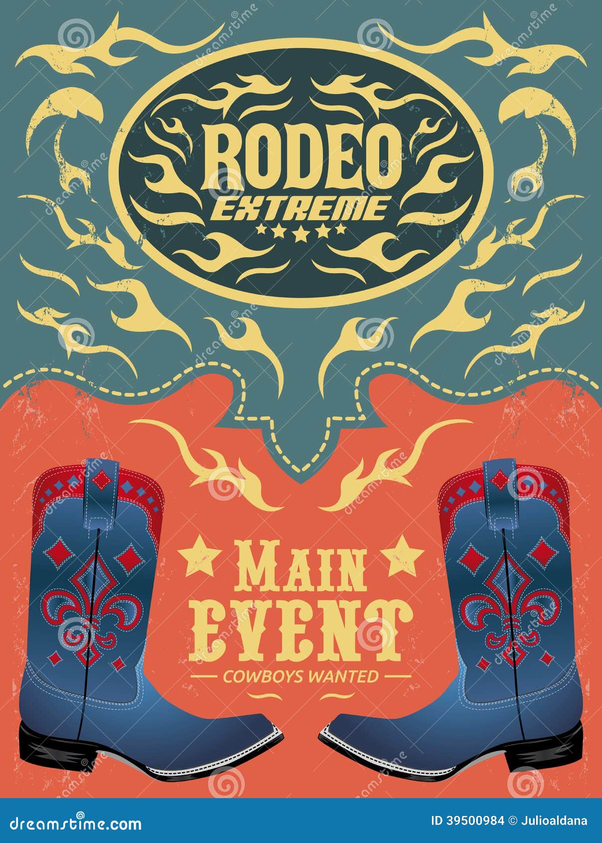 Rodeo Extreme - Cowboy Event Poster Stock Vector - Illustration of barn ...