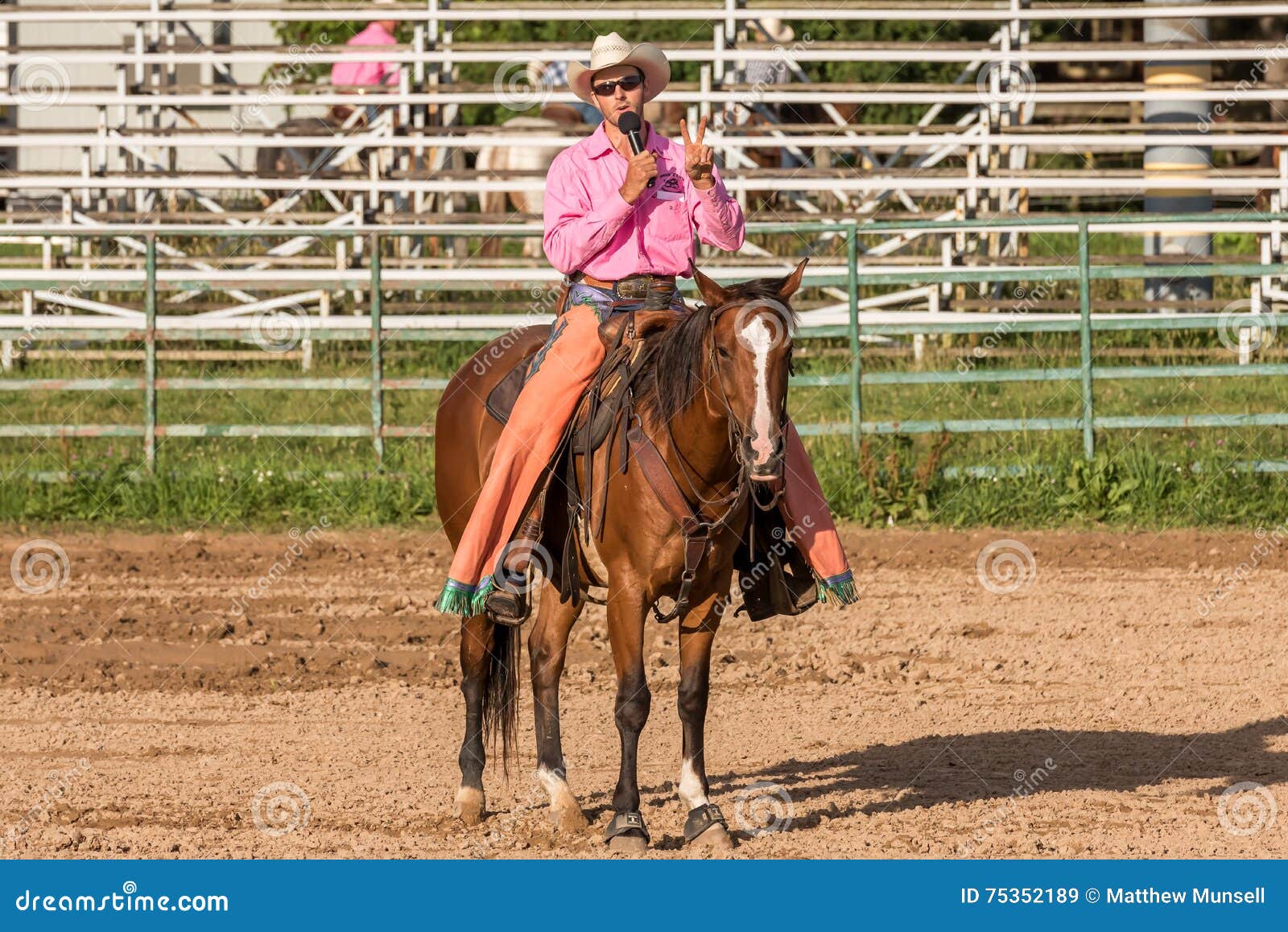 Rodeo MC editorial stock image. Image of rider, addressing - 75352189