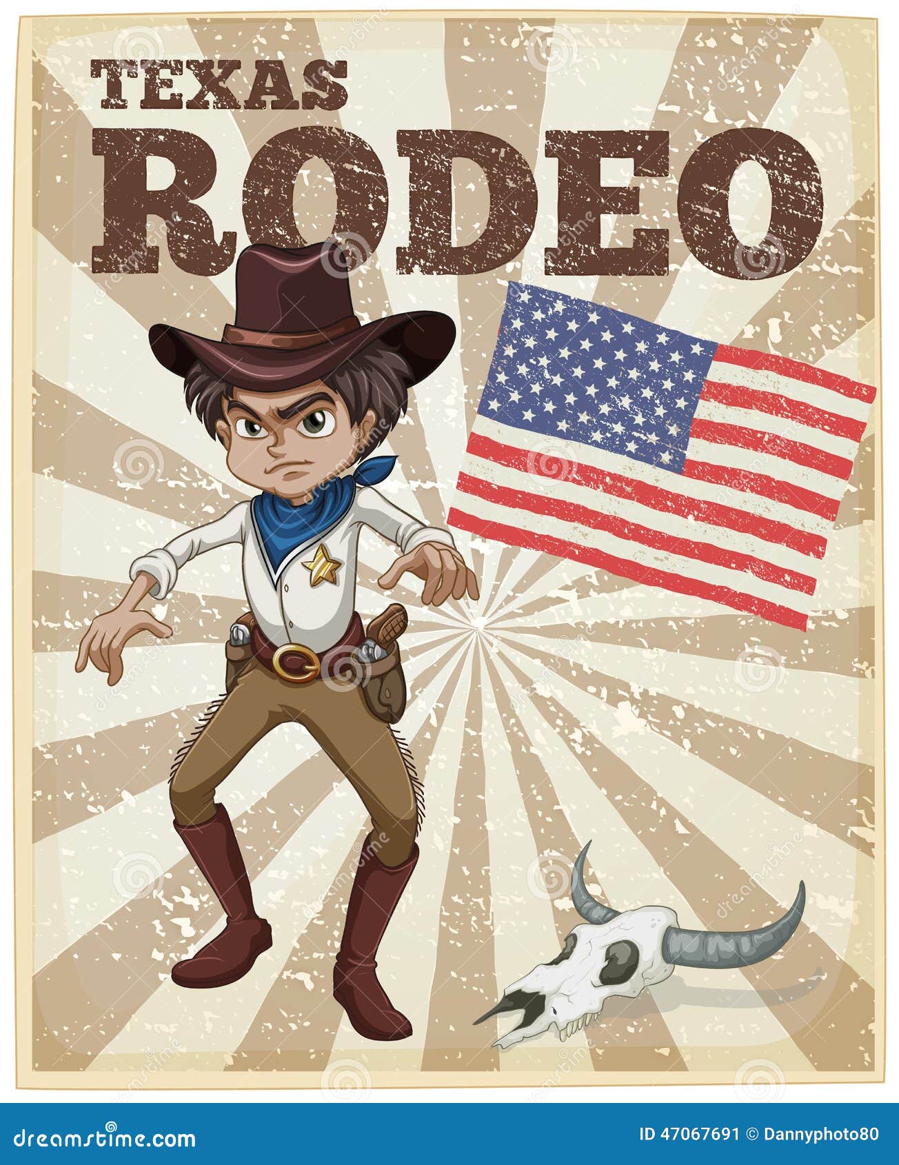 Rodeo Themed Graphic With Cowboy Hat And Skull Cartoon Vector ...