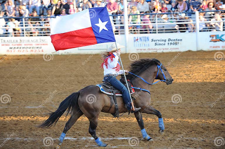 Rodeo Queen with Texas Flag Editorial Image - Image of horseback ...