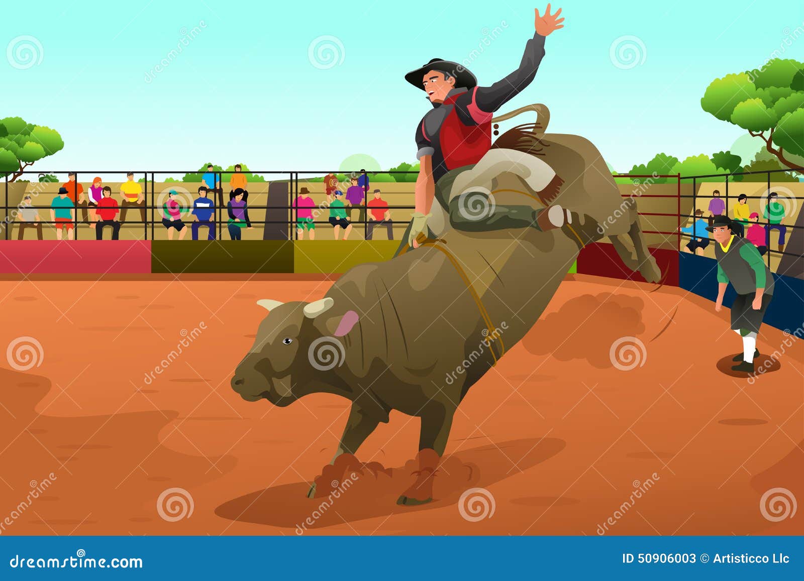 Rodeo rider in an arena stock vector. Illustration of people - 50906003