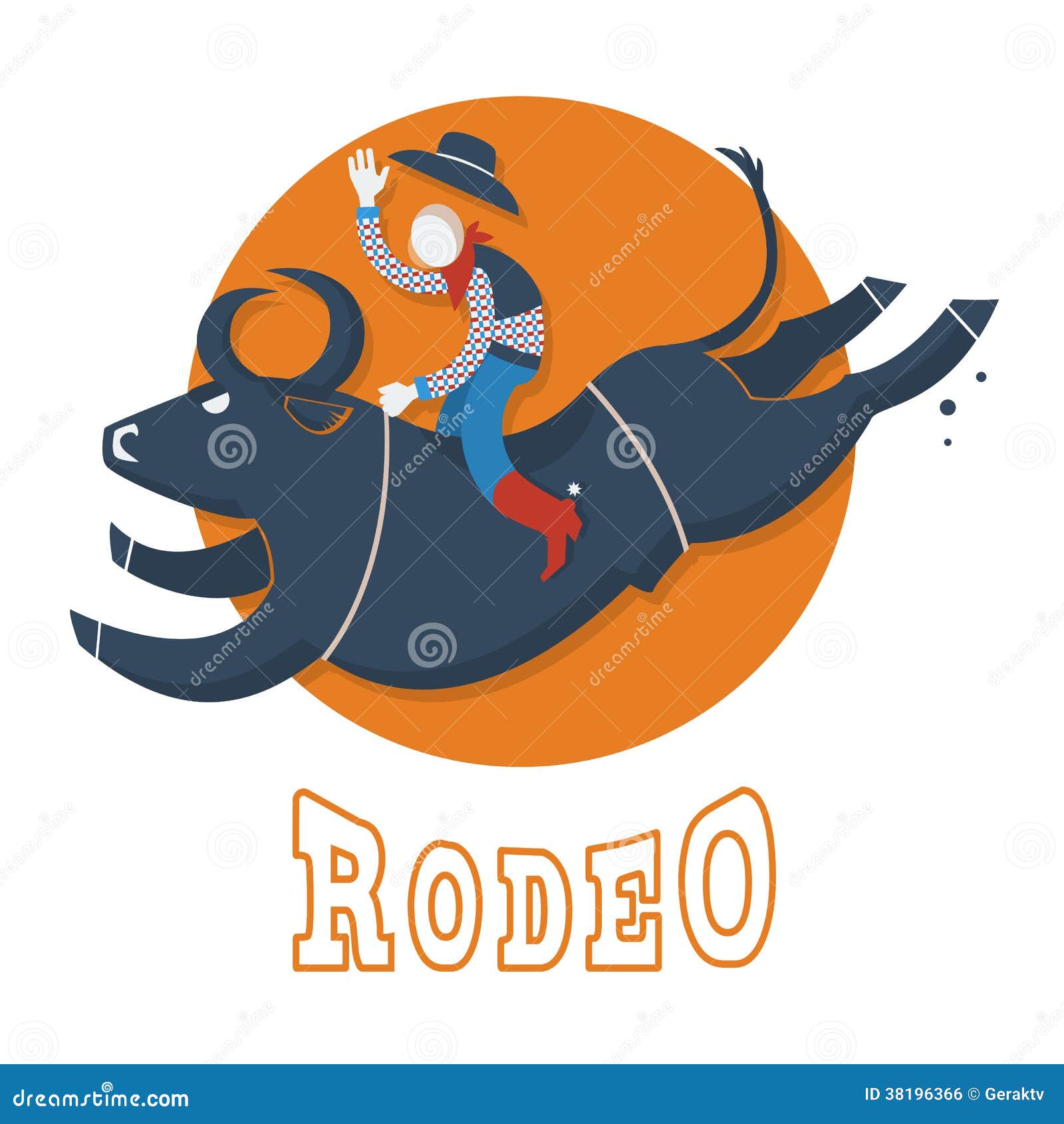 Rodeo Symbol.Man Riding a Bull Stock Vector - Illustration of fighting ...