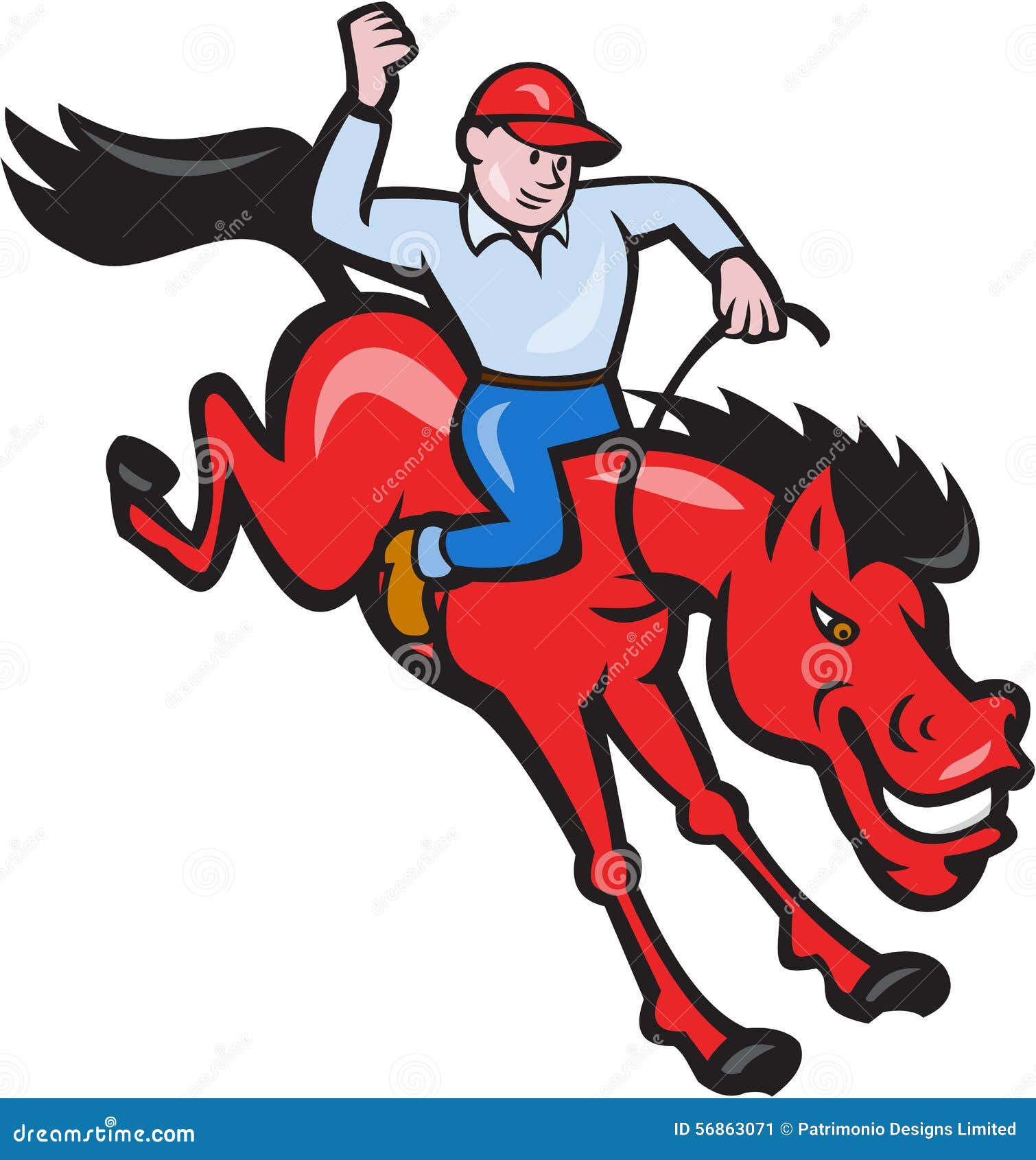 Rodeocowboy Riding Horse Cartoon Vector Illustratie - Illustration of ...