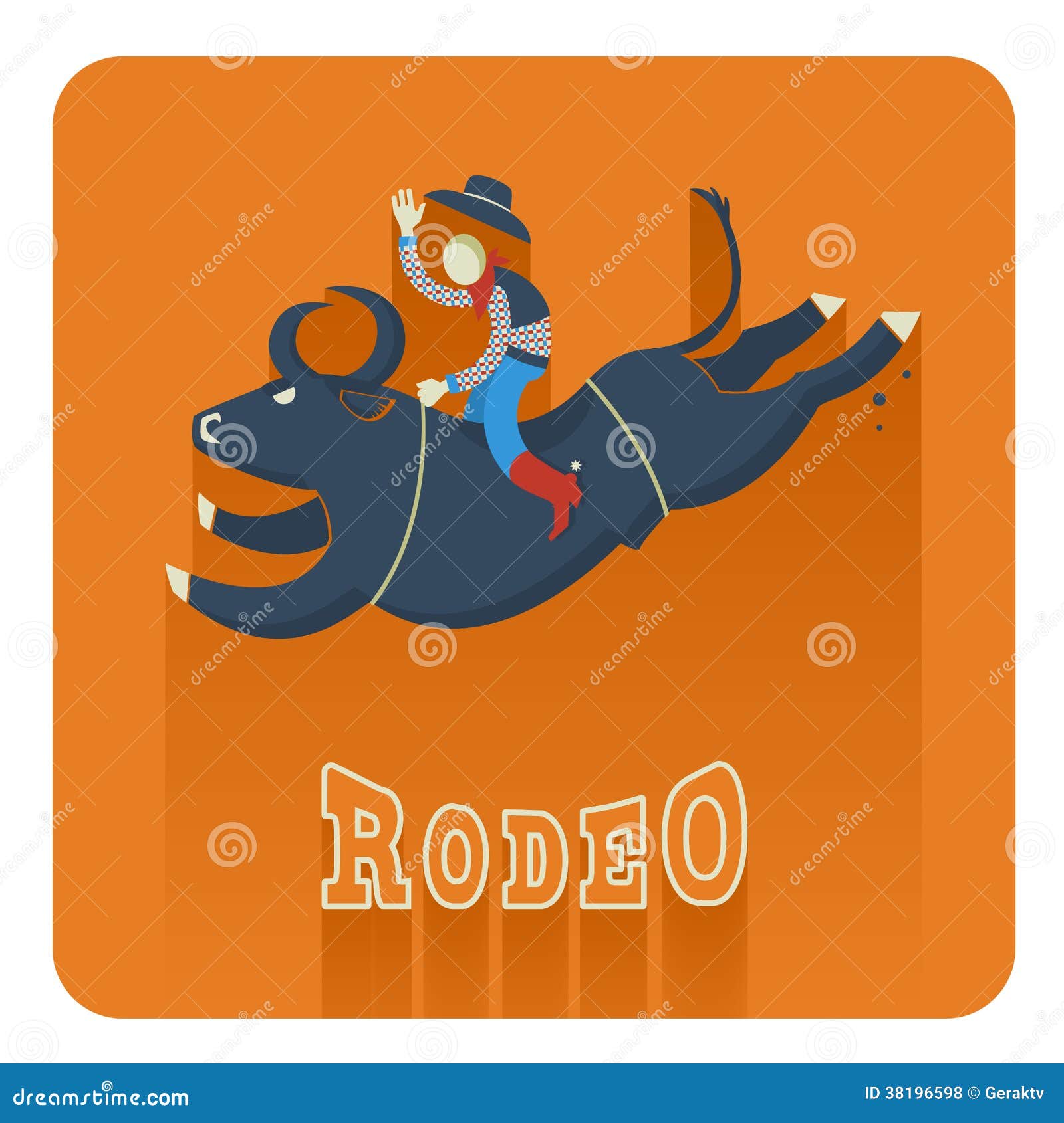 Rodeoikone. Mann, Der Einen Stier Reitet Vektor Abbildung ...