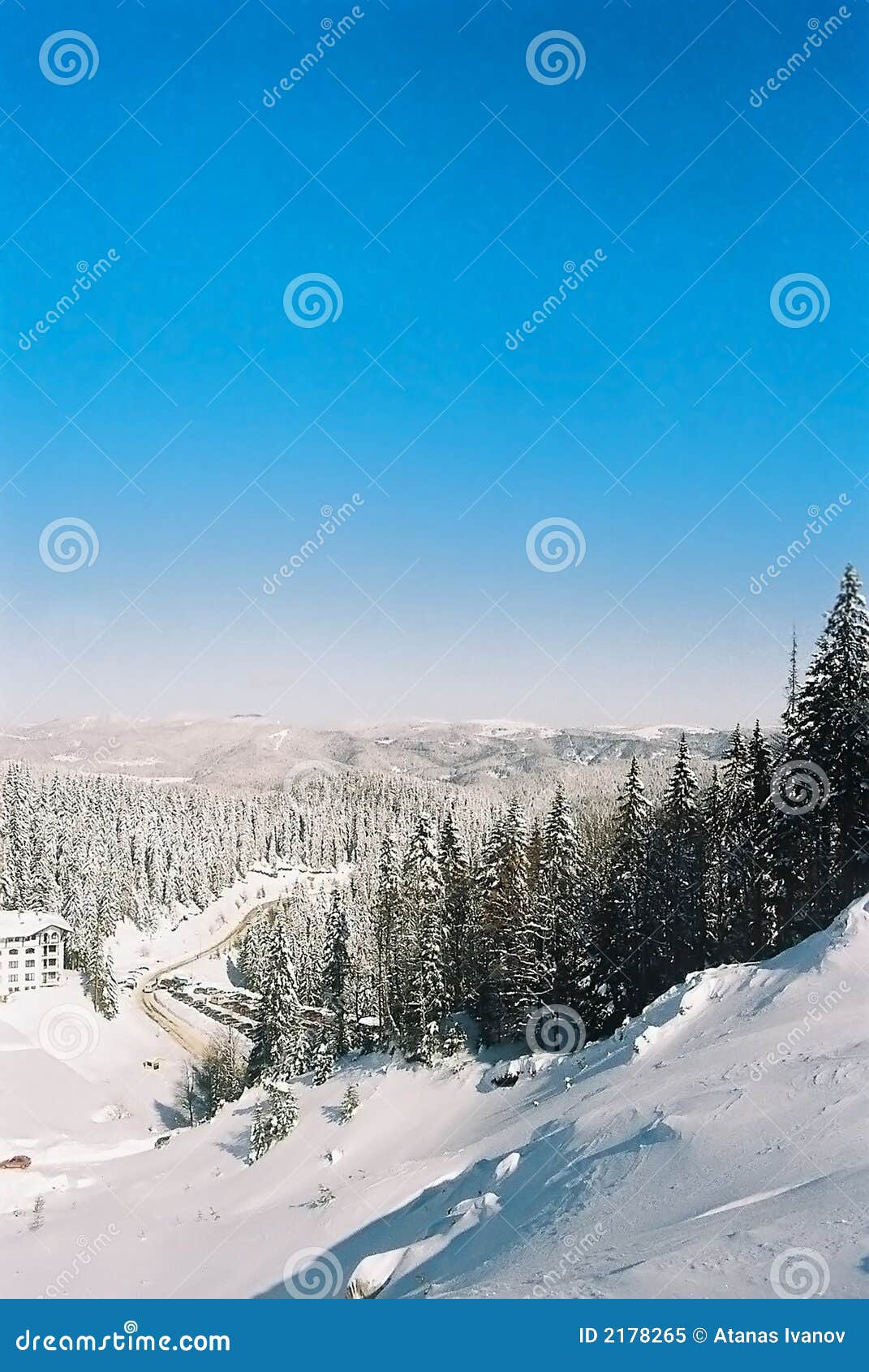 Rodopi Mountains stock image. Image of snow, road, sunrays - 2178265